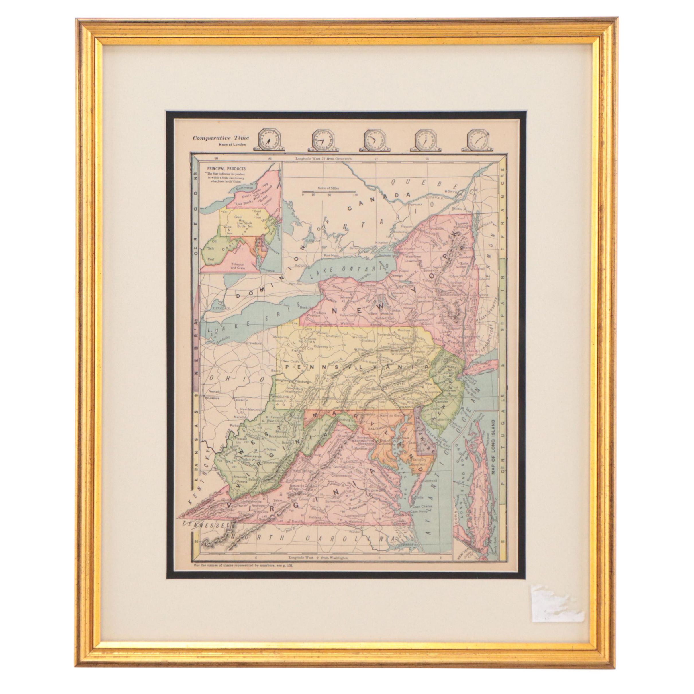 Wax Engraving Map of New England, 1881 | EBTH