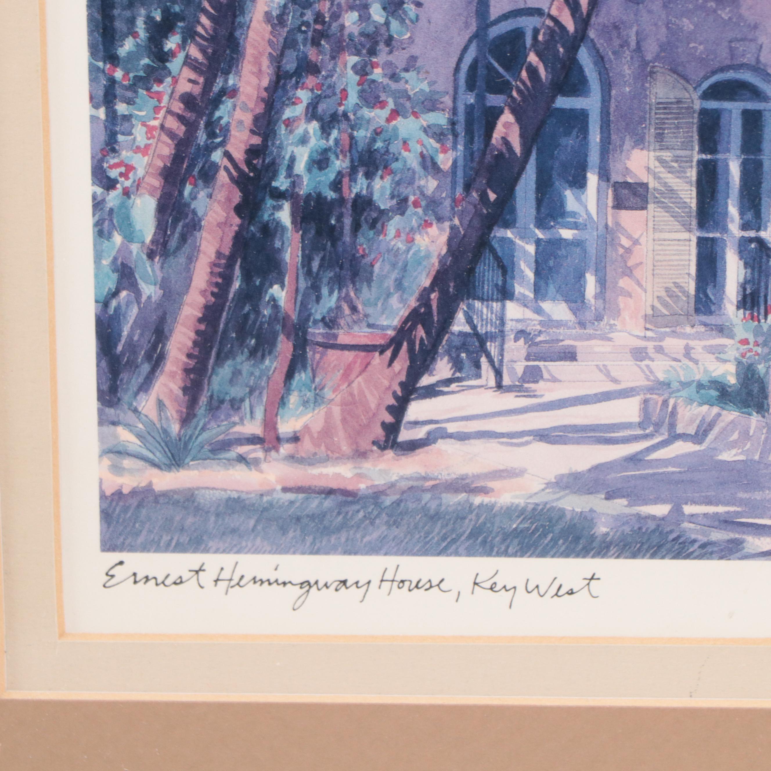 Offset Lithograph After R. E. Kennedy "Ernest Hemingway House, Key West ...