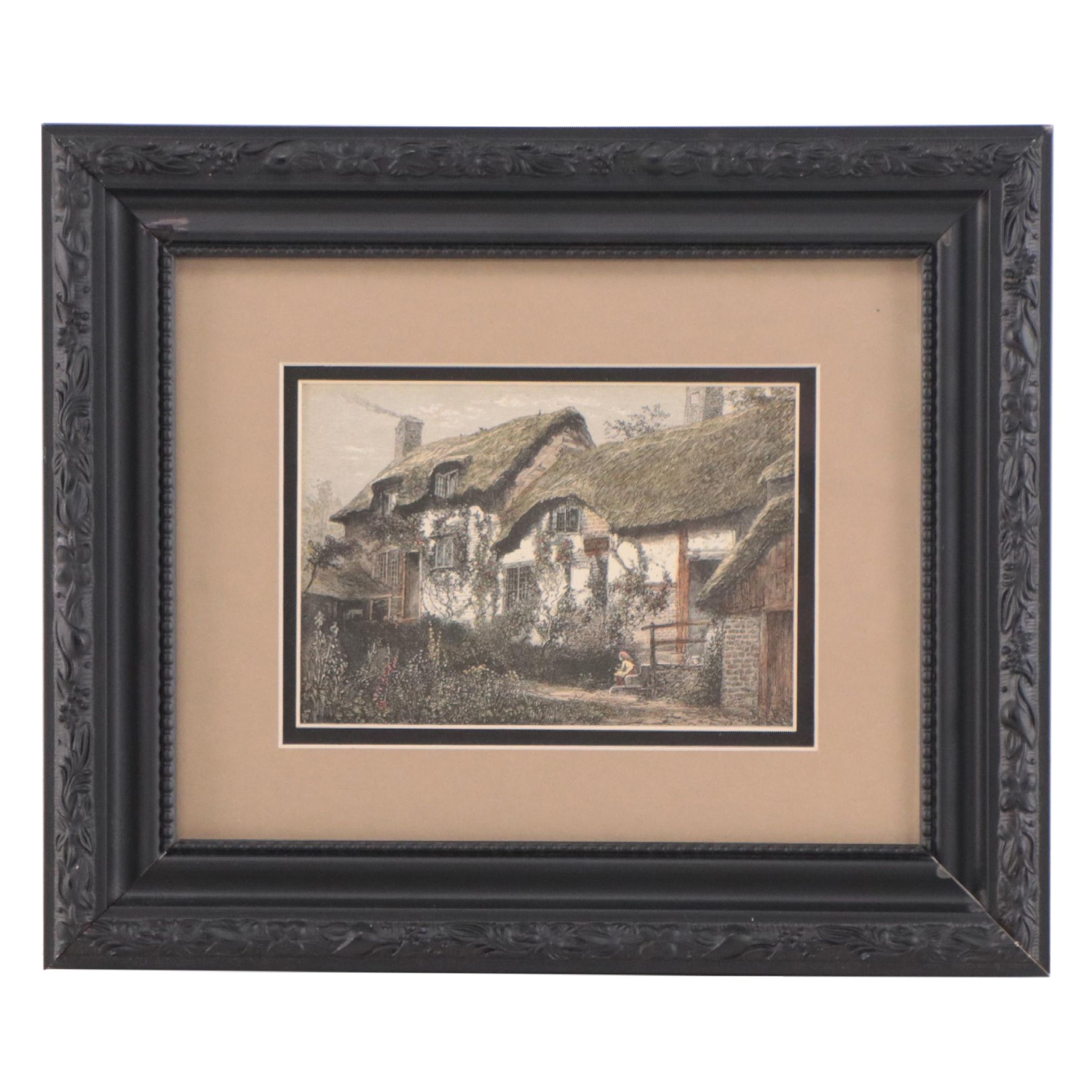 Hand-Colored Wood Engraving of Anne Hathaway's Cottage | EBTH