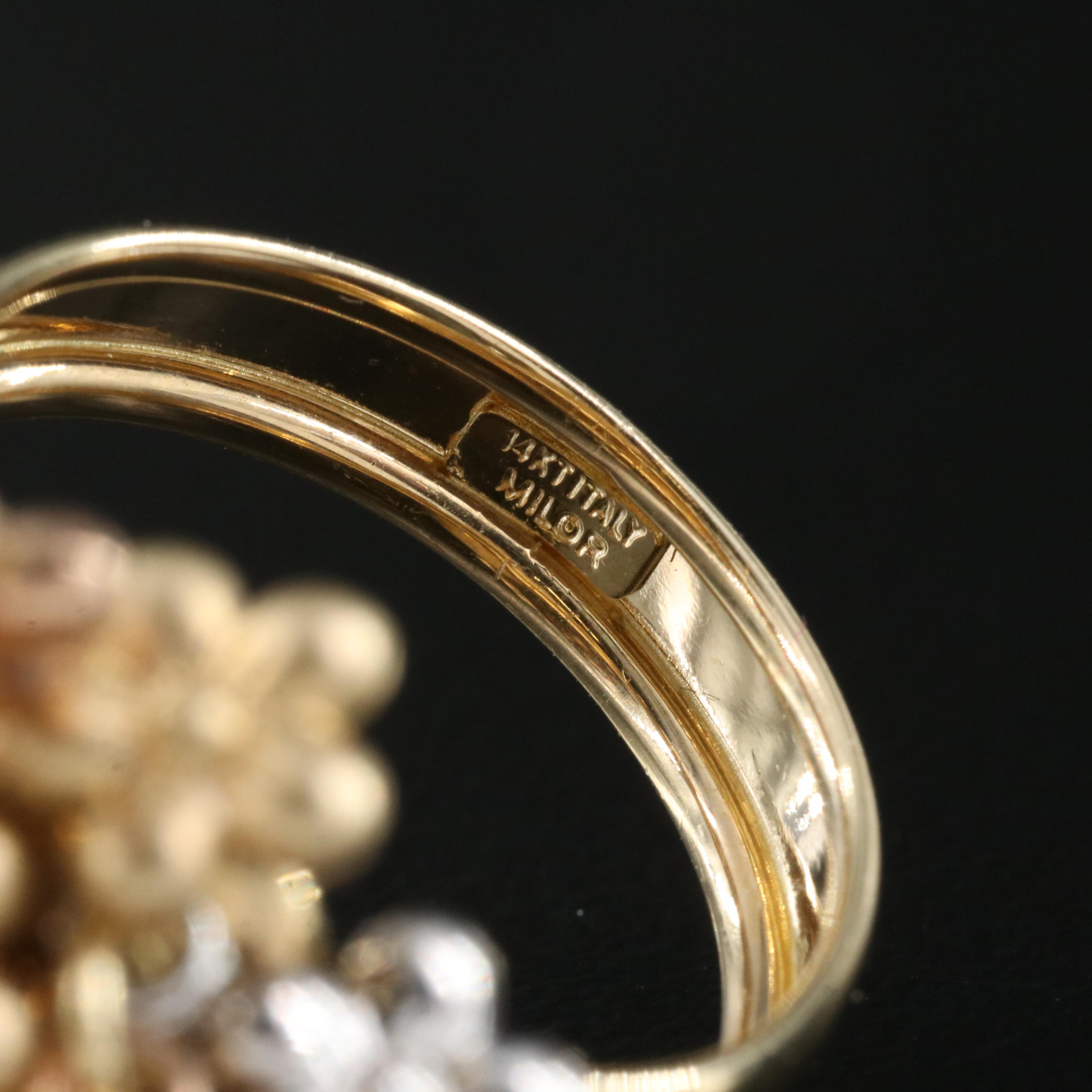 Italian Milor 14K Tri-Color Pom Pom Ring | EBTH