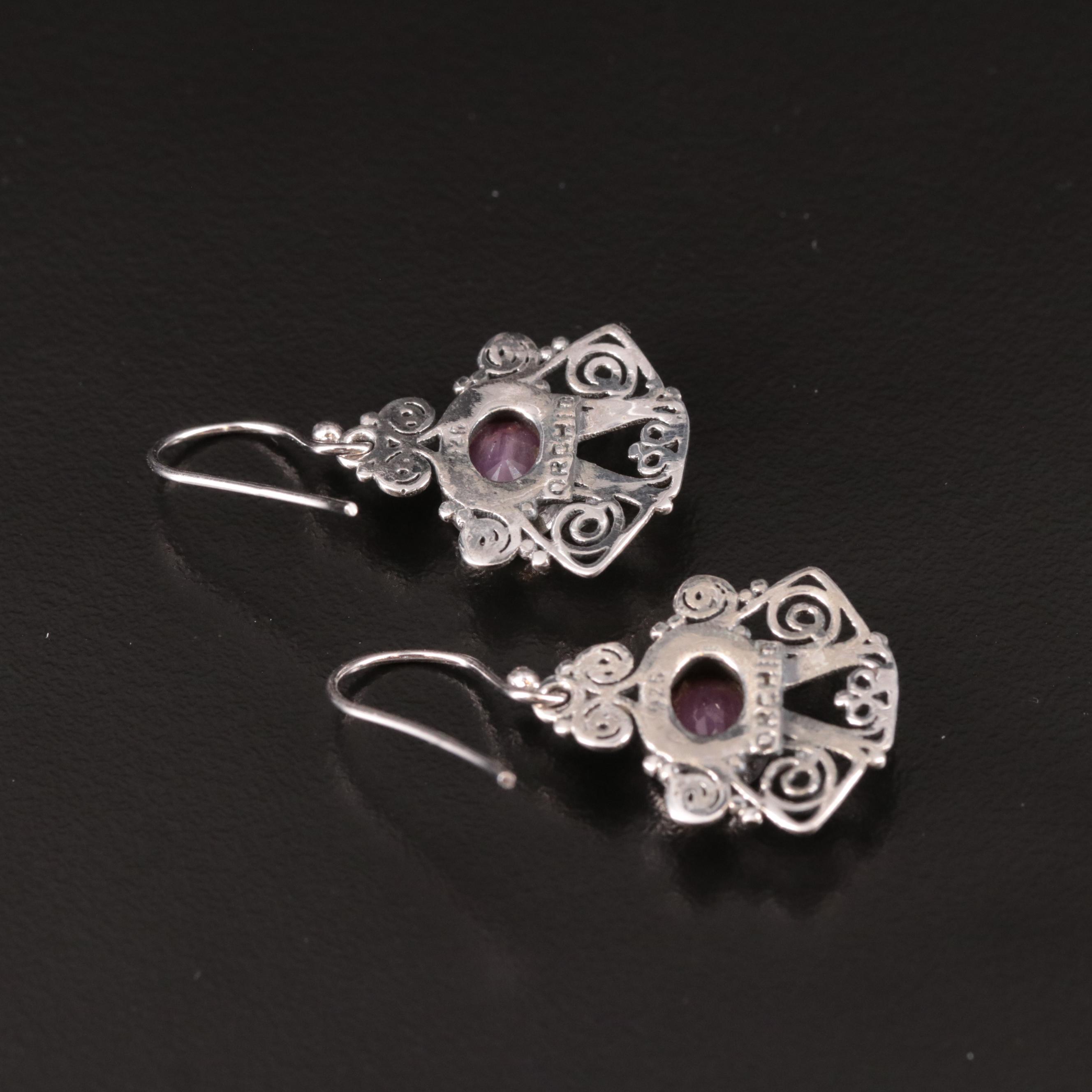 Sterling Filled Corundum Scrollwork Drop Earrings | EBTH