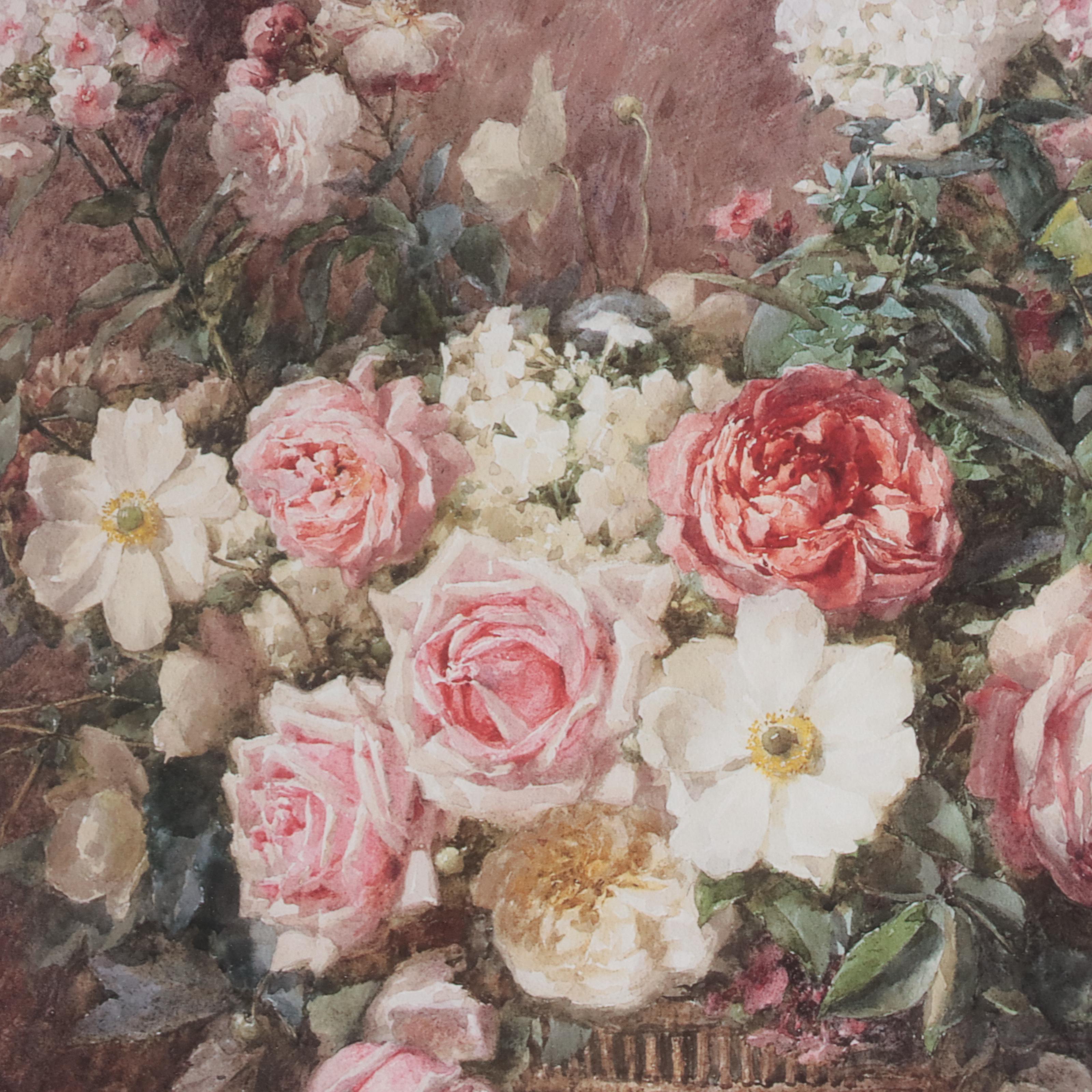 Offset Lithograph After Francois Rivoire "A Still Life of Peonies and ...