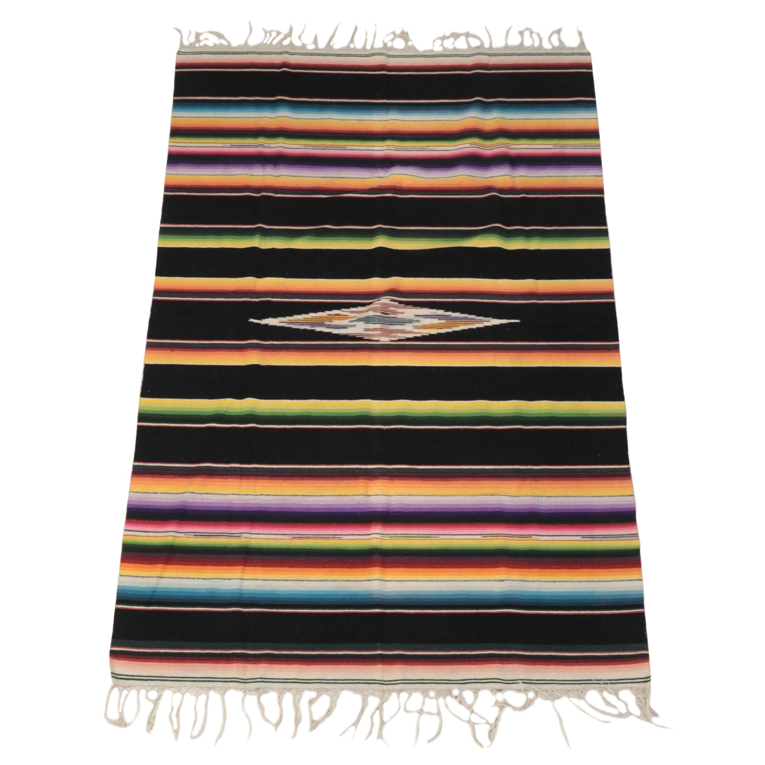 Handwoven Mexican Saltillo Serape Blanket | EBTH