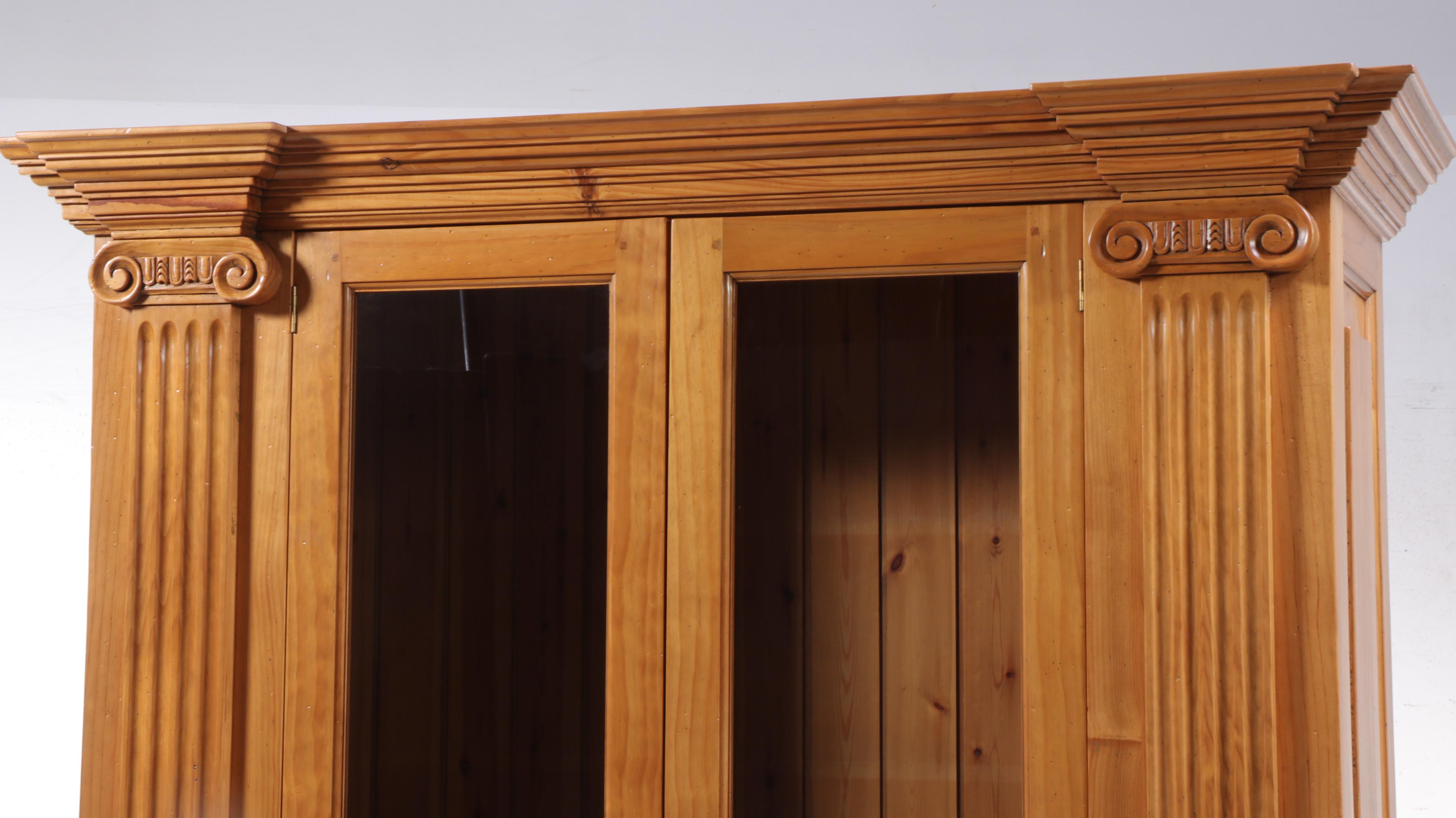 Neoclassical Style Pine Breakfront Bookcase | EBTH