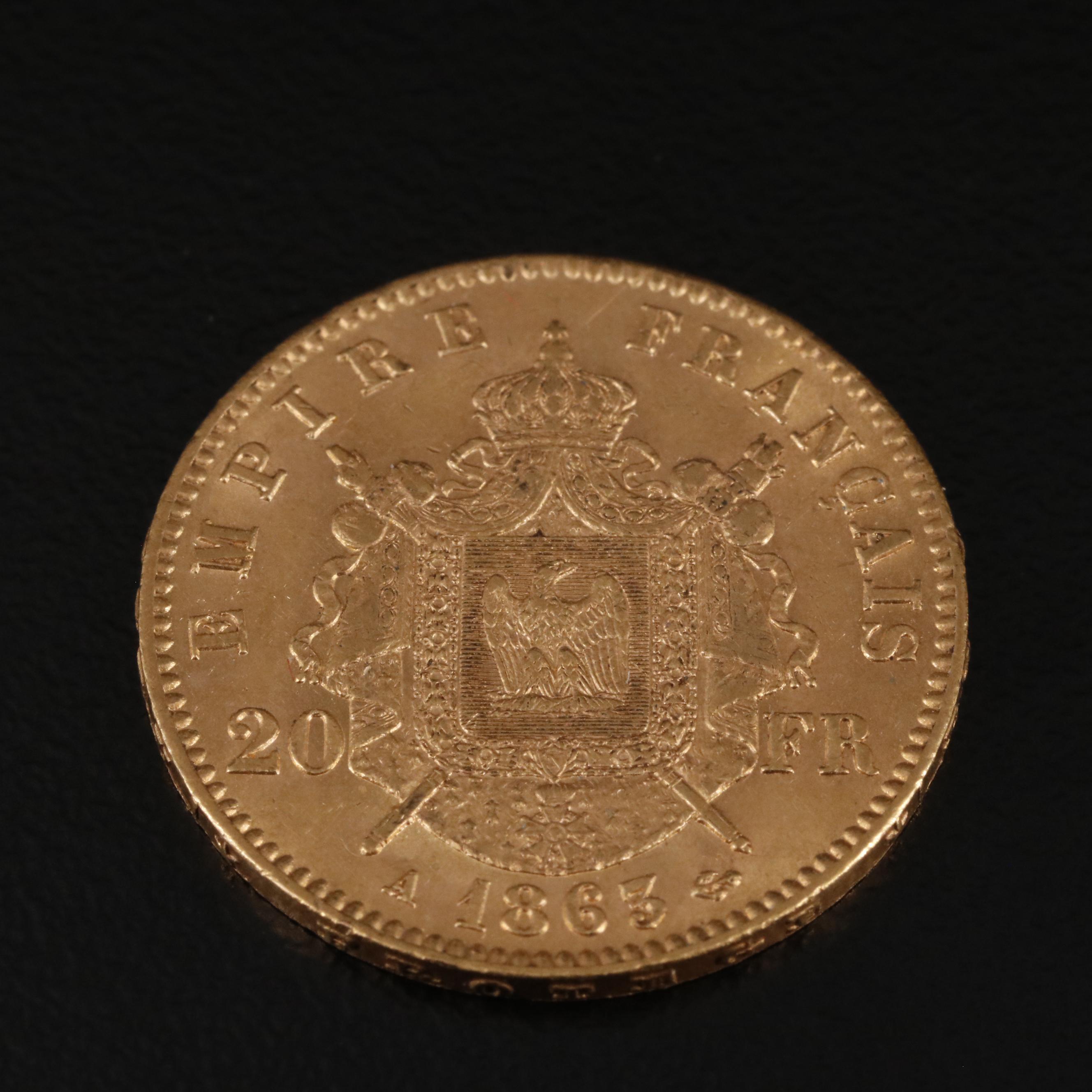 1863-A France Twenty Francs Gold Coin | EBTH