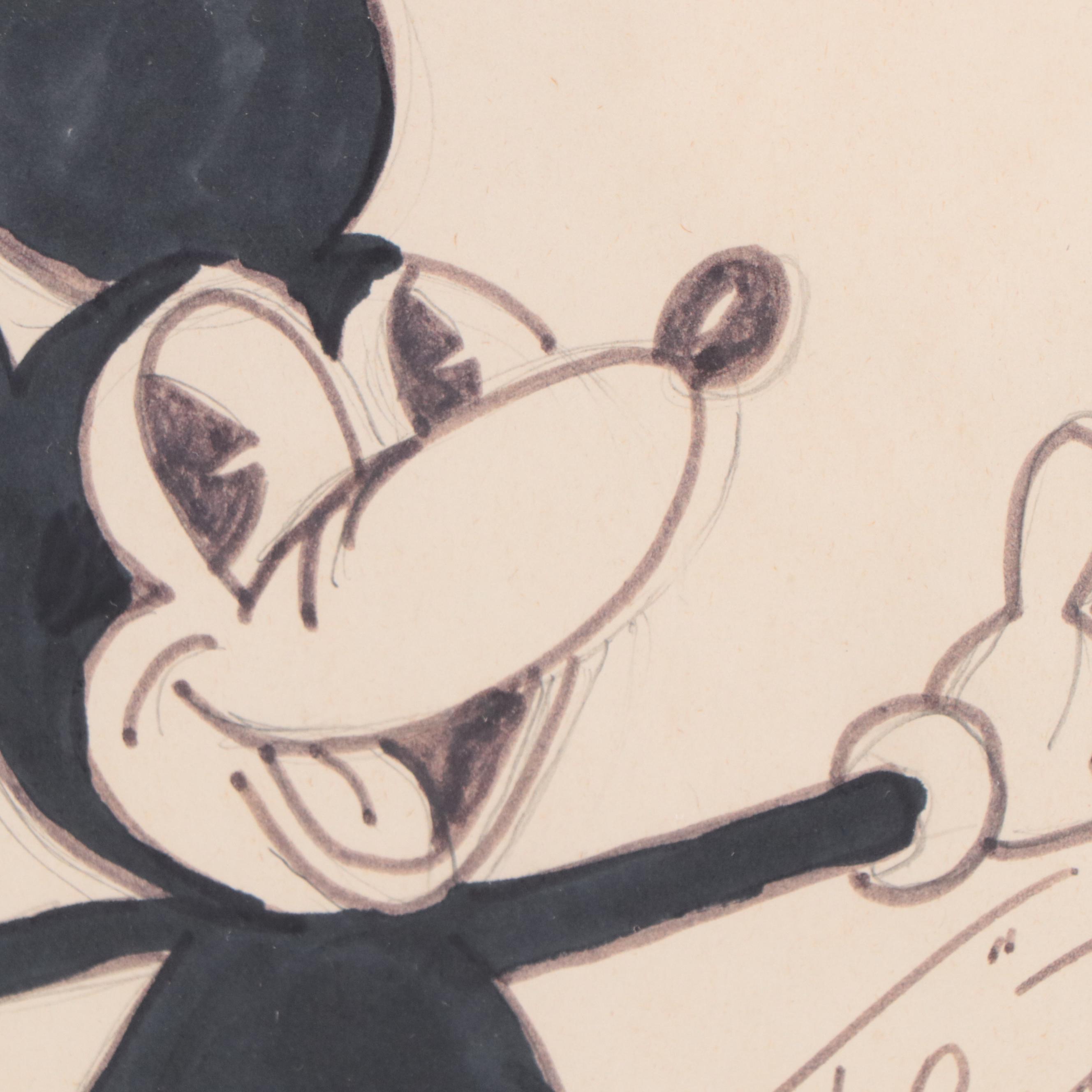 Scott Westerfeld Ink Drawing of Mickey Mouse, Circa 1945 | EBTH