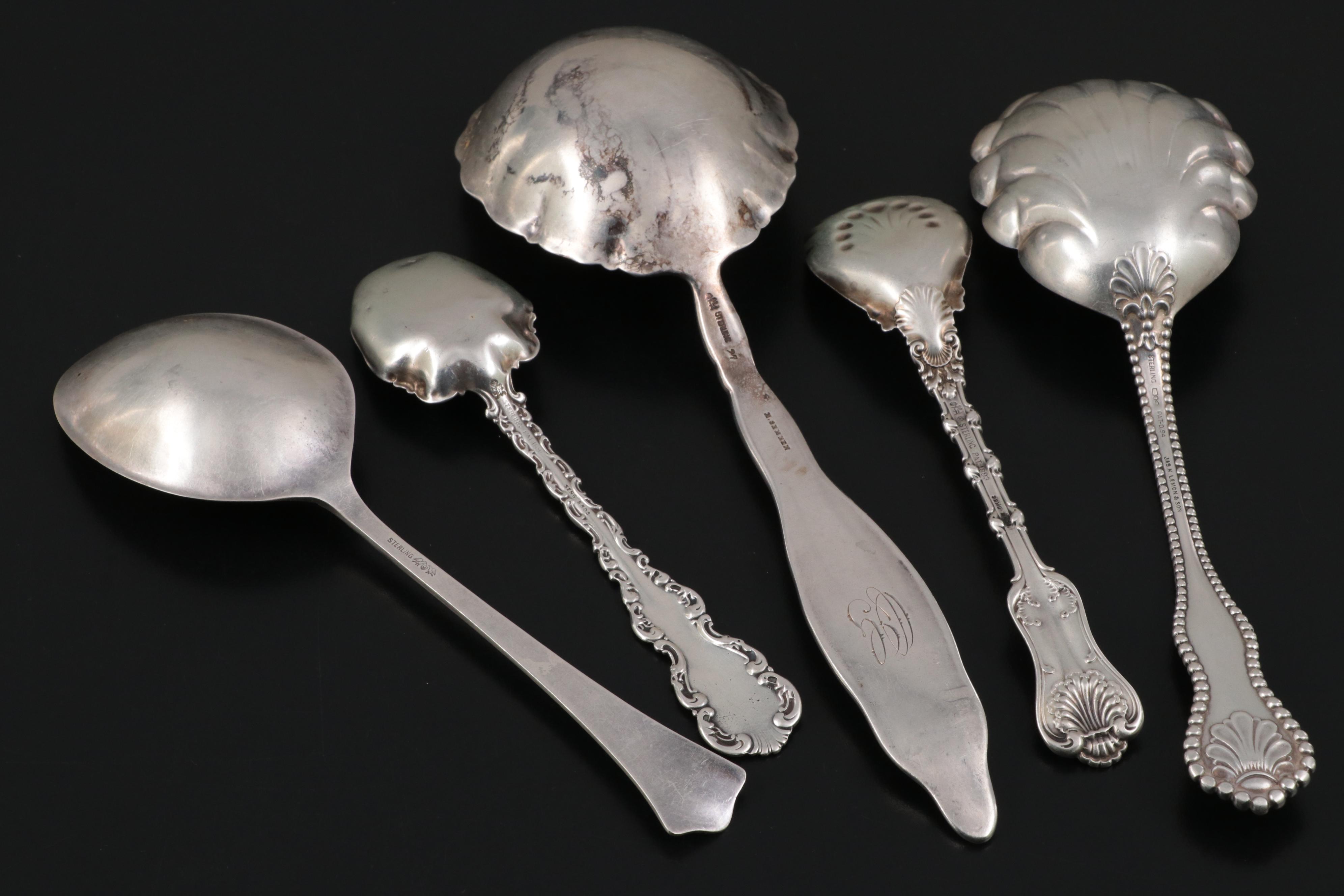Whiting Manufacturing Bon Bon Spoon and Other Sterling Silver Serving ...