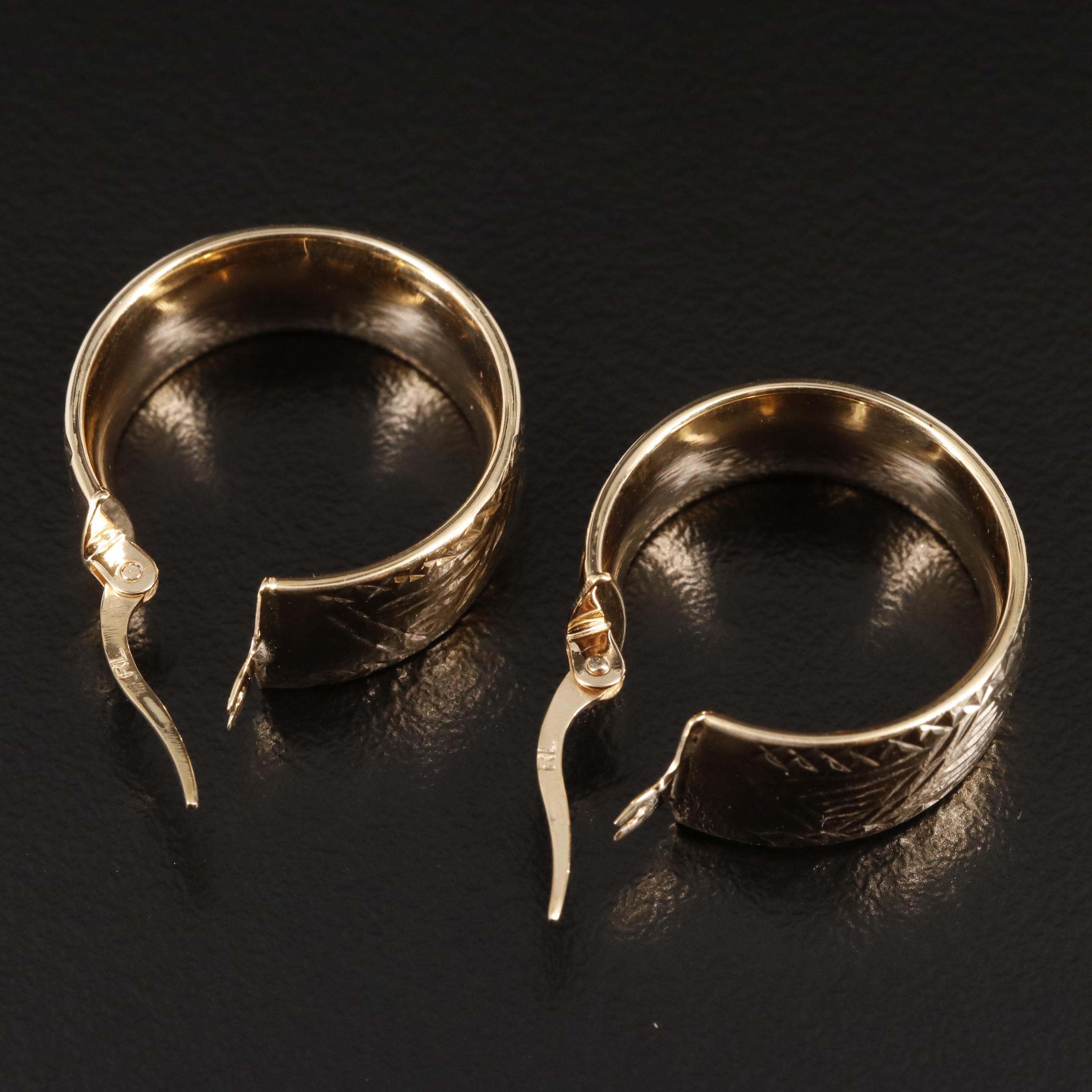 14K Textured Hoops | EBTH