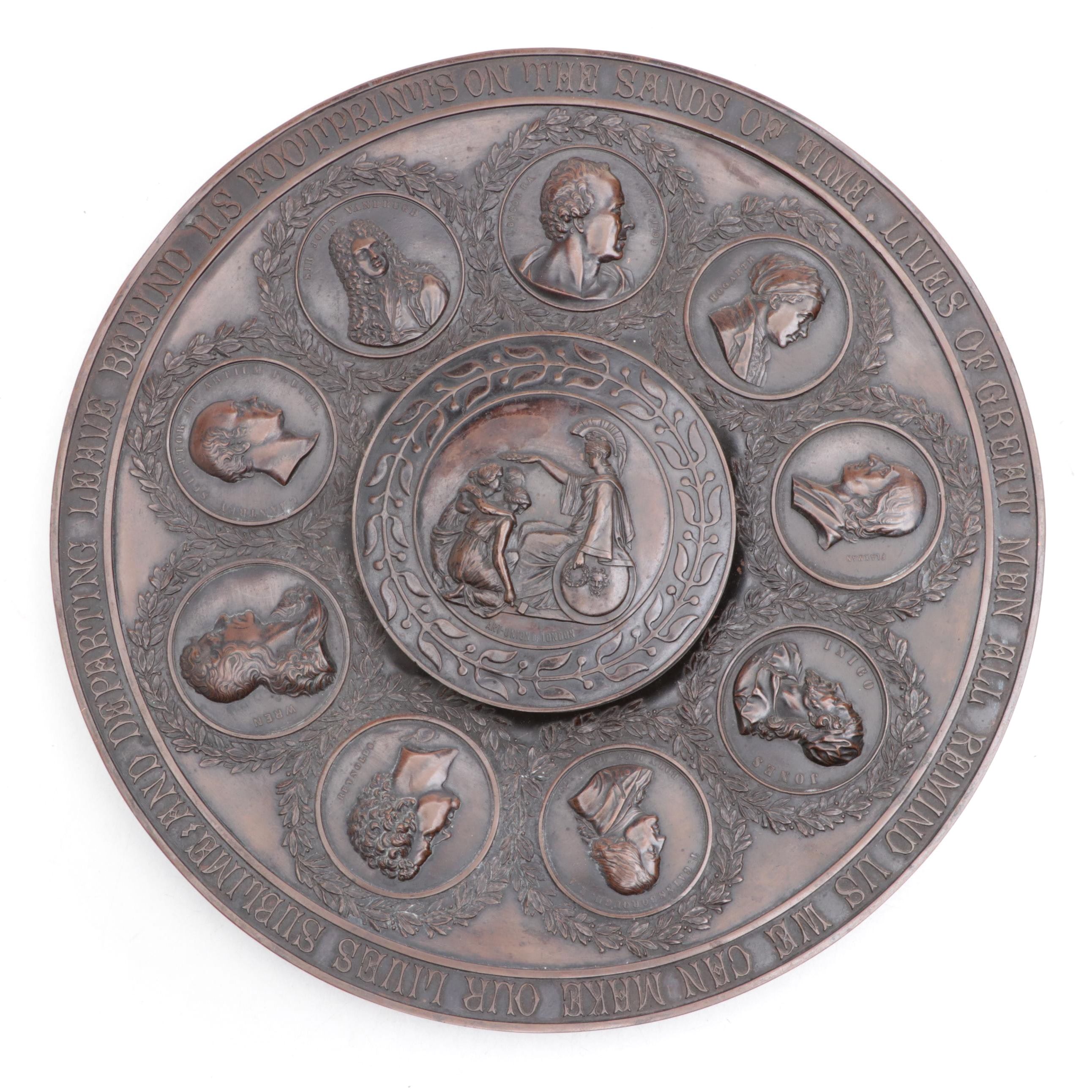 Victorian Art Union Of London Bronze Portrait Commemorative Inkwell ...