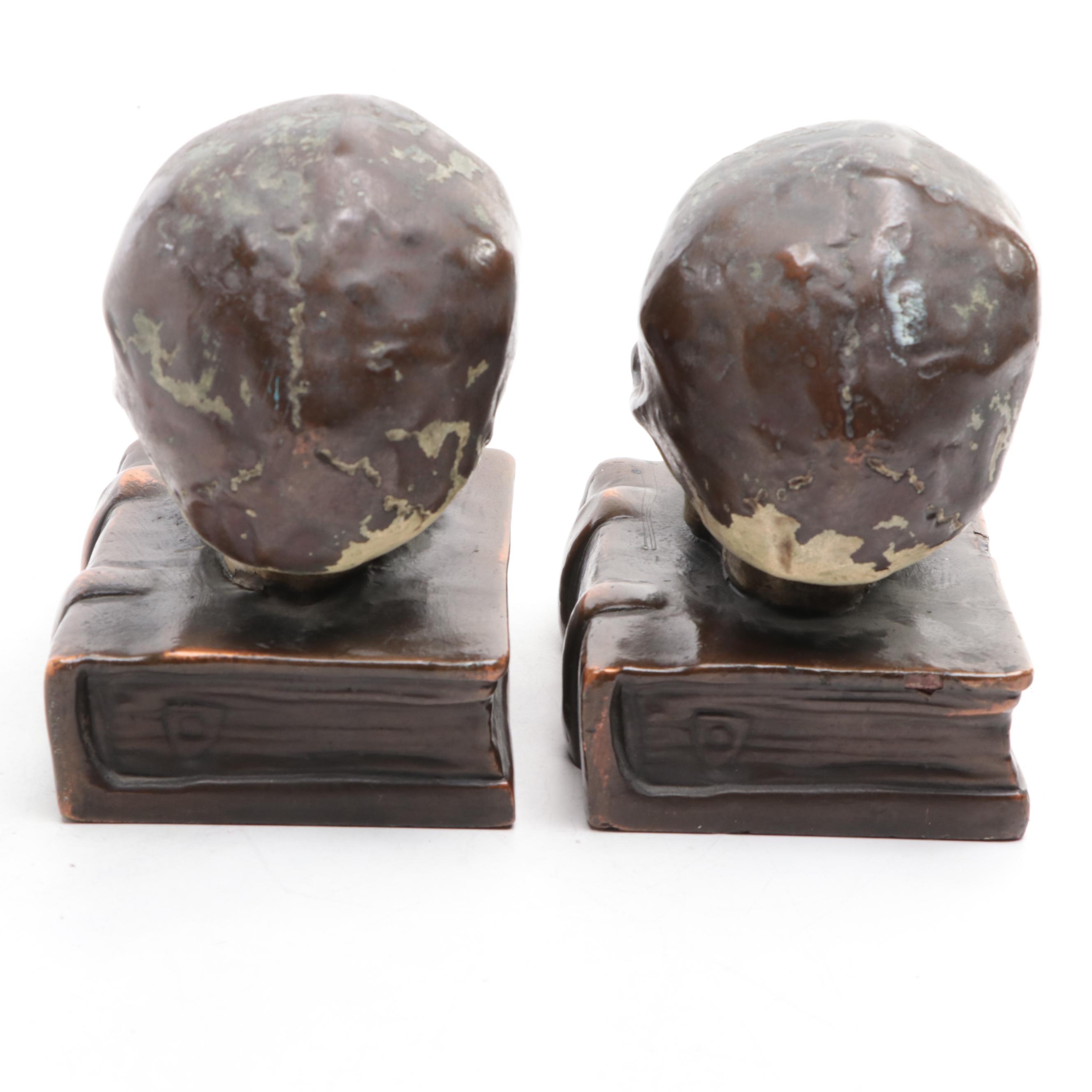 Bronze Clad Skull Bookends Attributed to Armor Bronze Company | EBTH