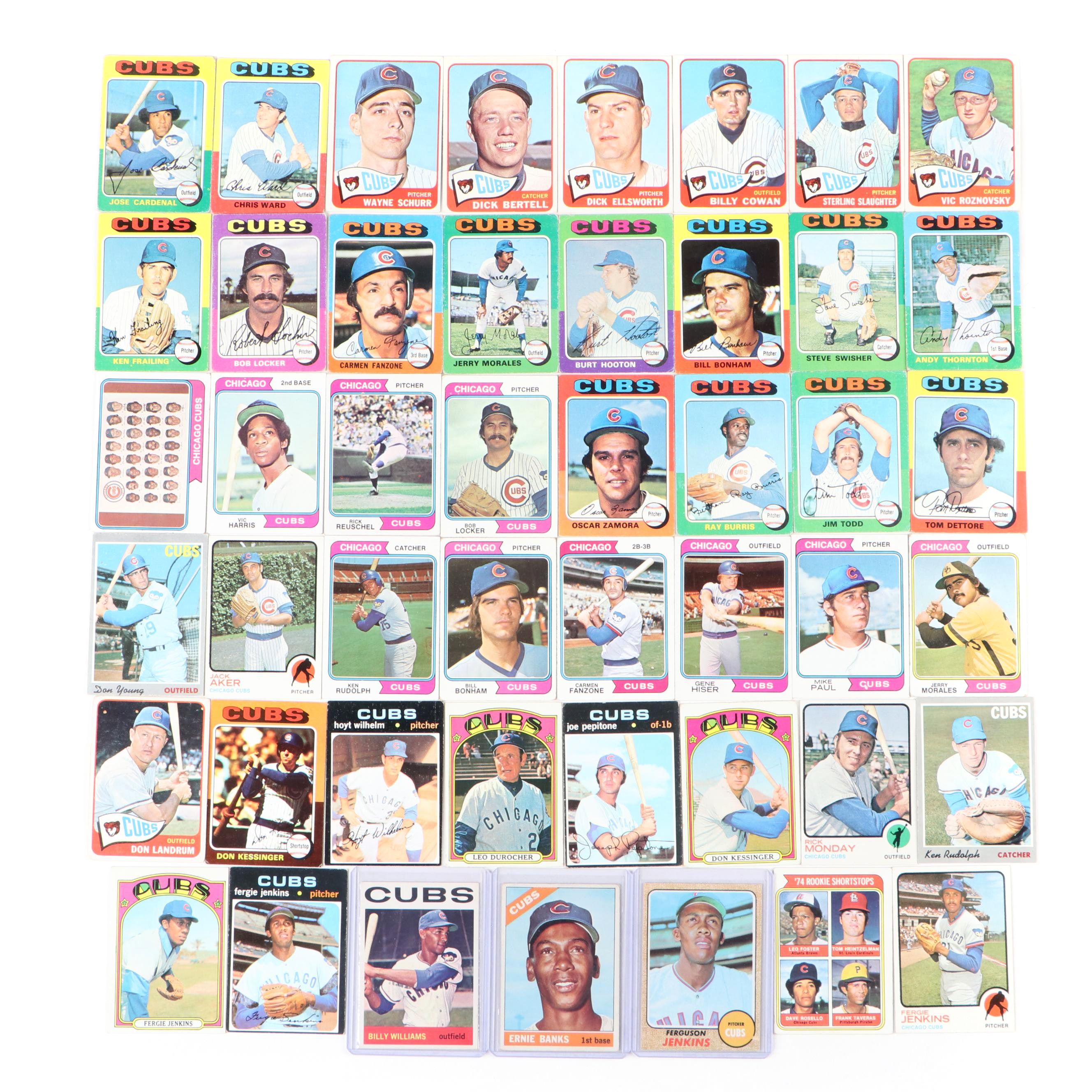 Topps Chicago Cubs Baseball Cards with Banks, Williams, Jenkins, 1960s ...