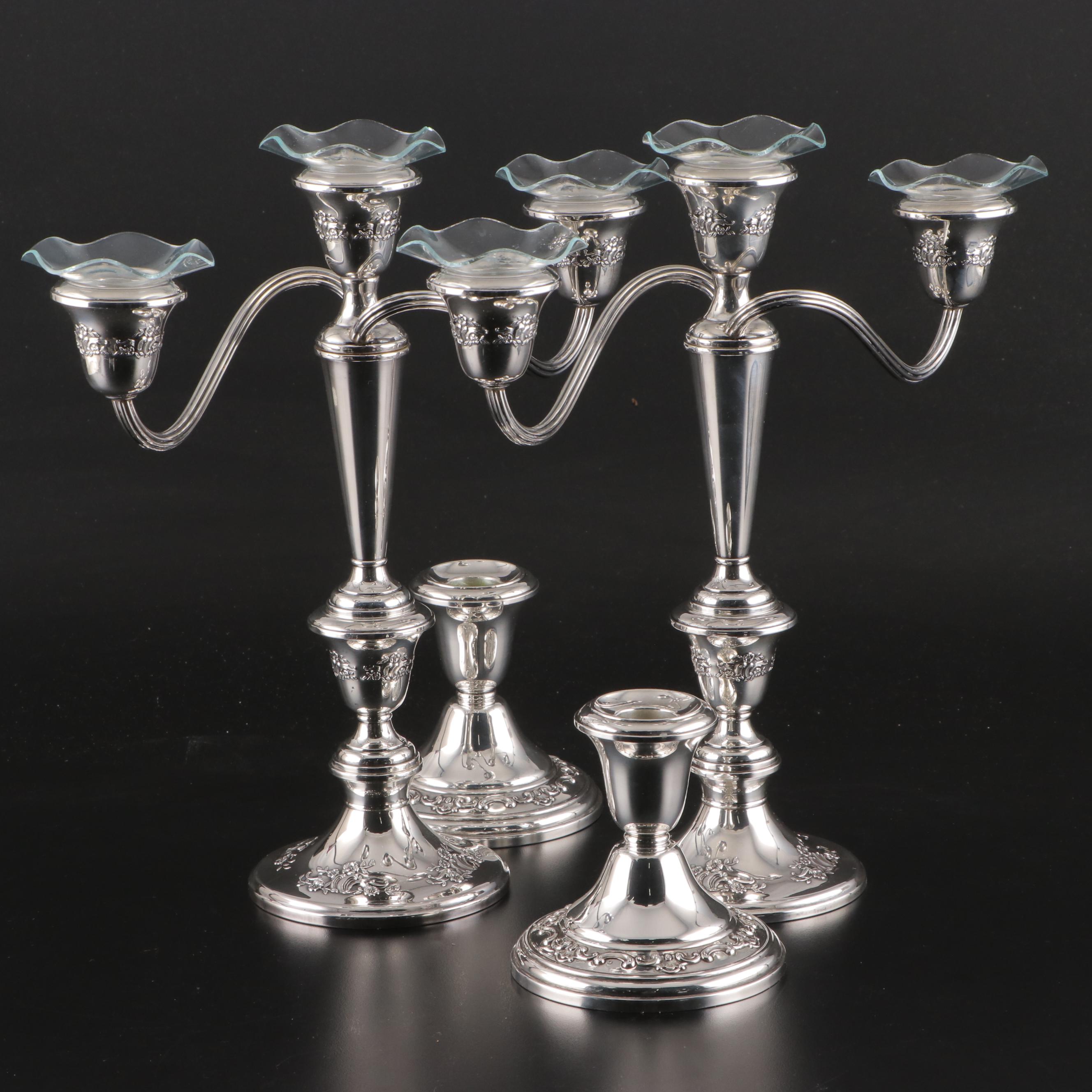 Gorham "Victorian" Chased Sterling Silver Candelabras and Candle ...