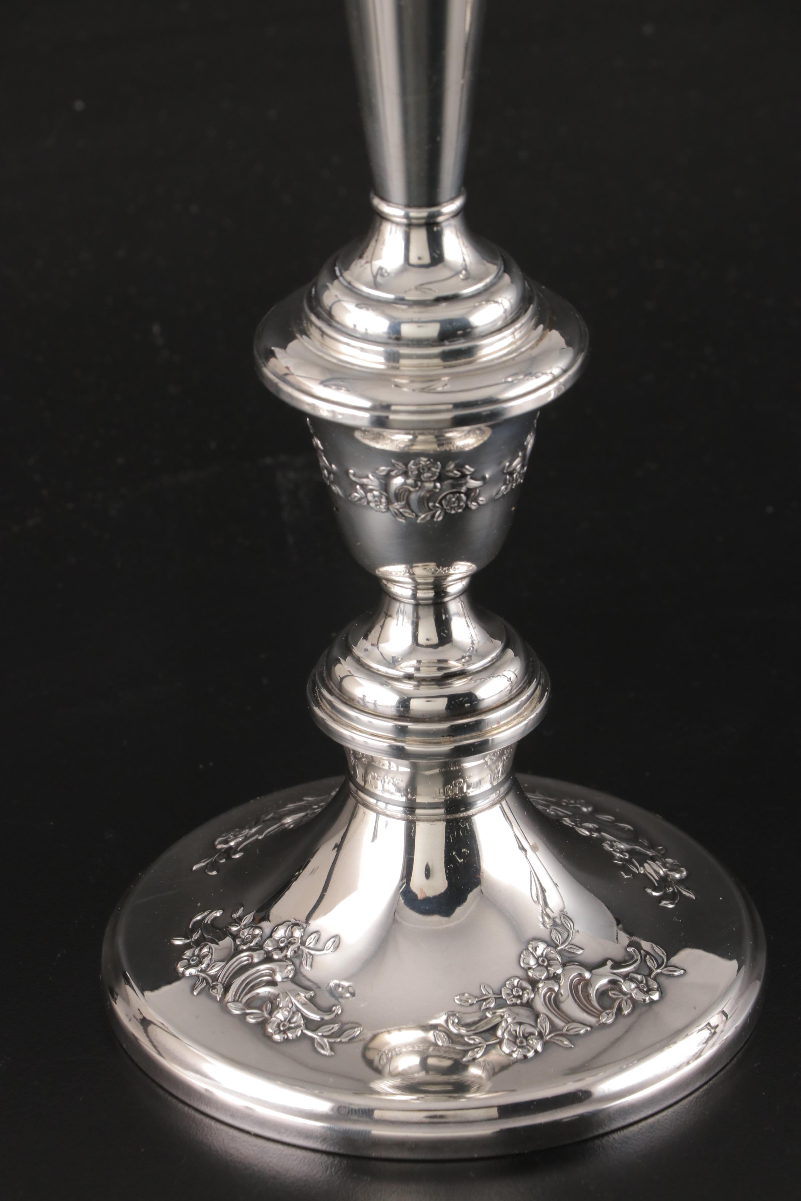 Gorham "Victorian" Chased Sterling Silver Candelabras and Candle ...