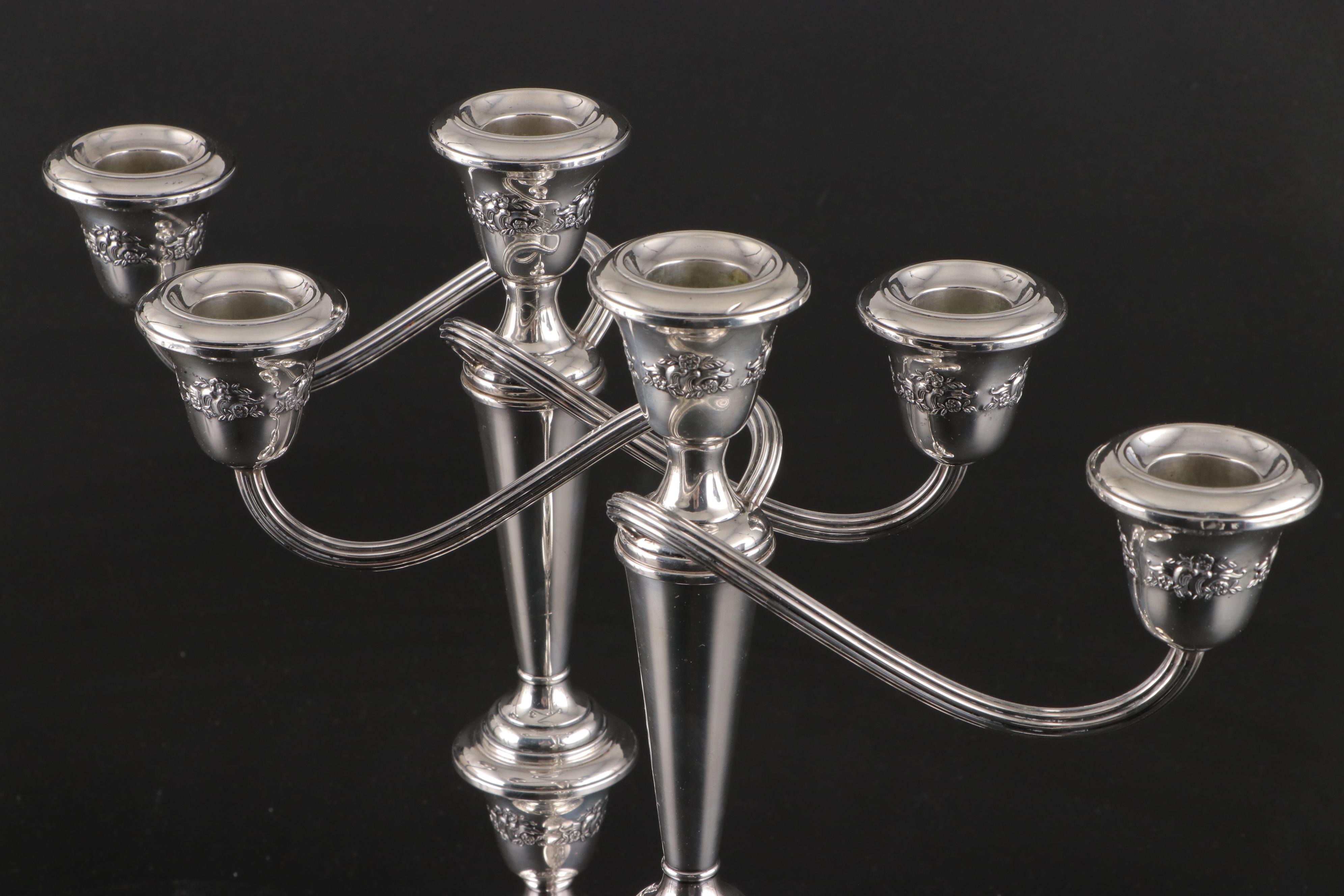 Gorham "Victorian" Chased Sterling Silver Candelabras and Candle ...