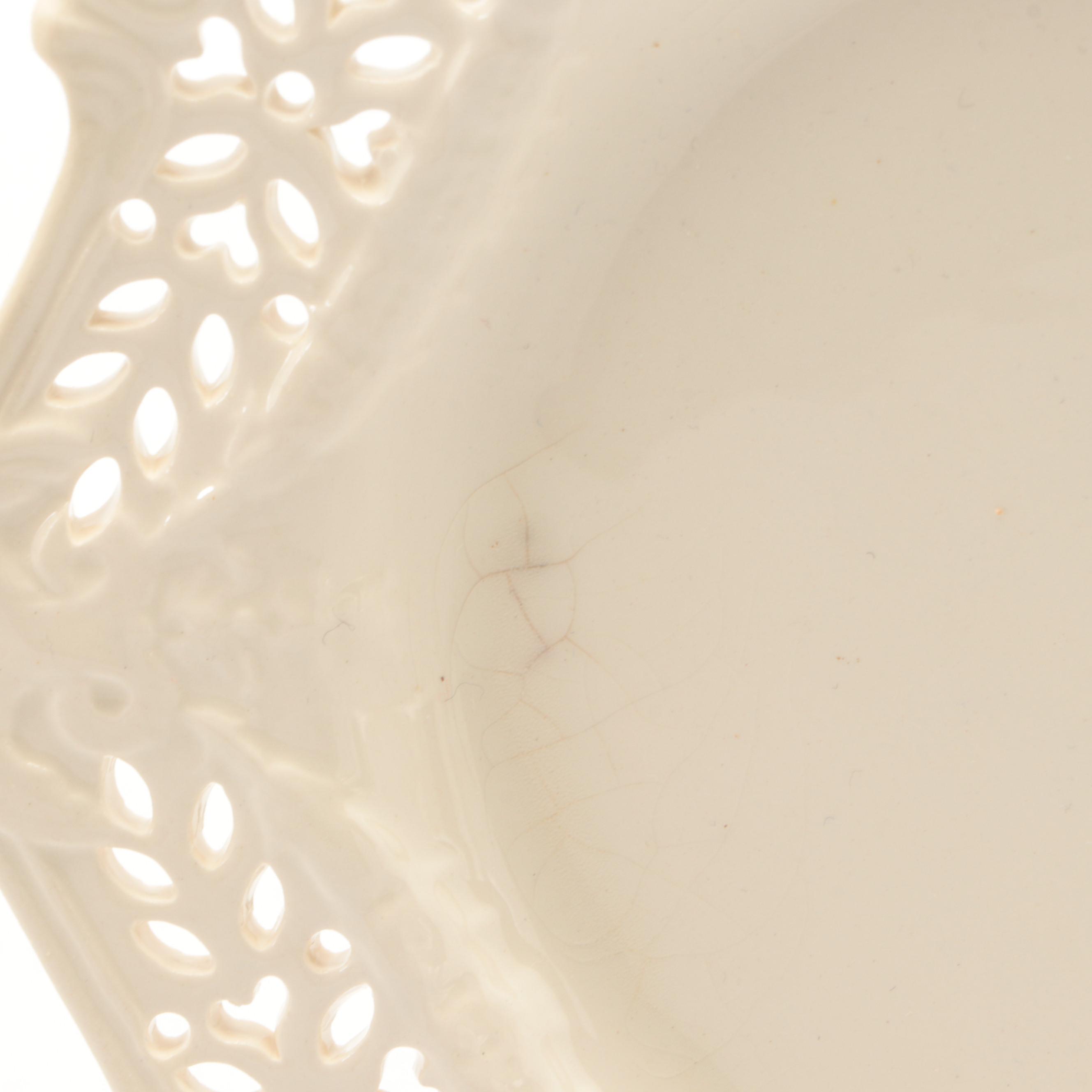 English Leedsware Pierced Creamware and Japanese Porcelain Square ...