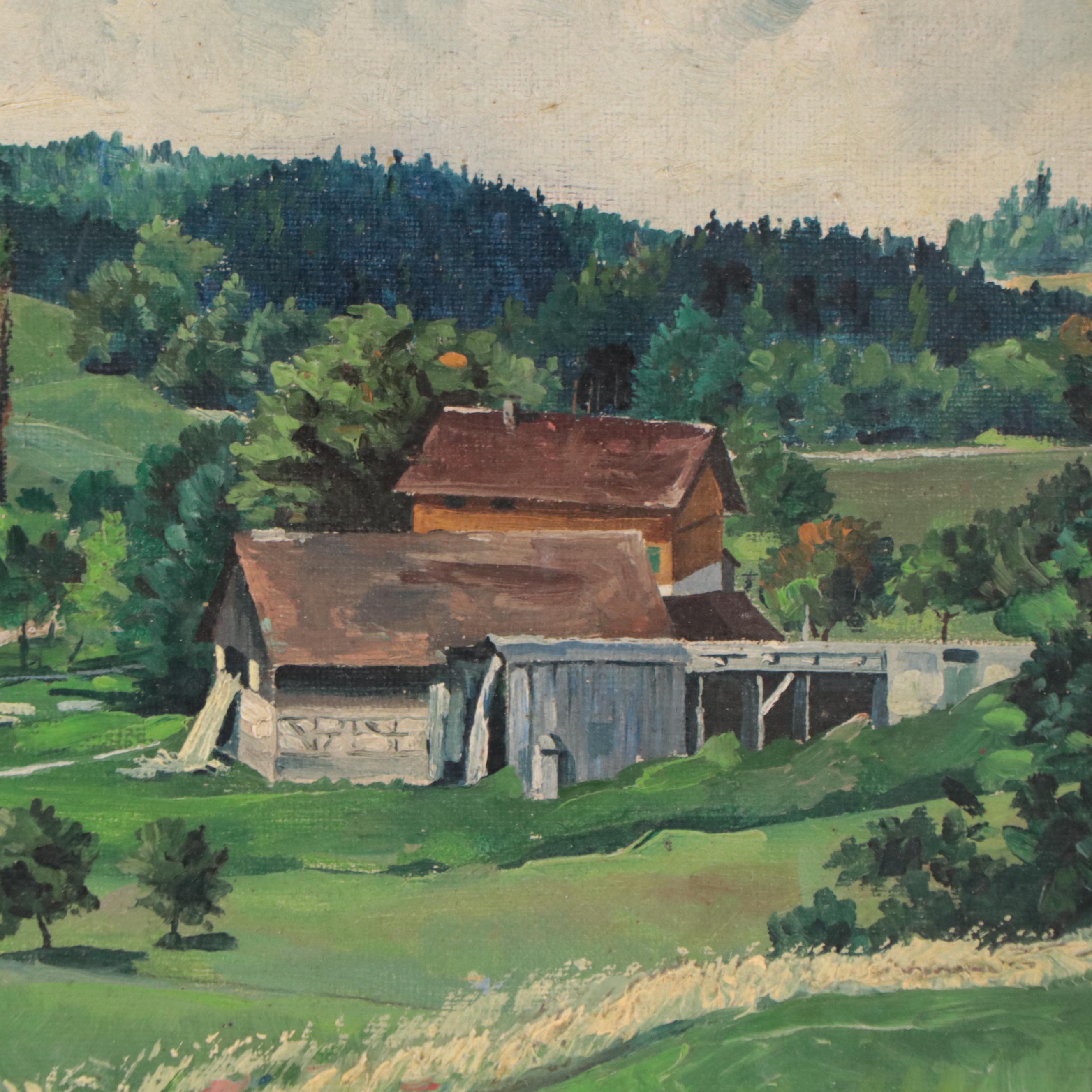 Hermann Haas Oil Painting of Bucolic Landscape, 1917 | EBTH