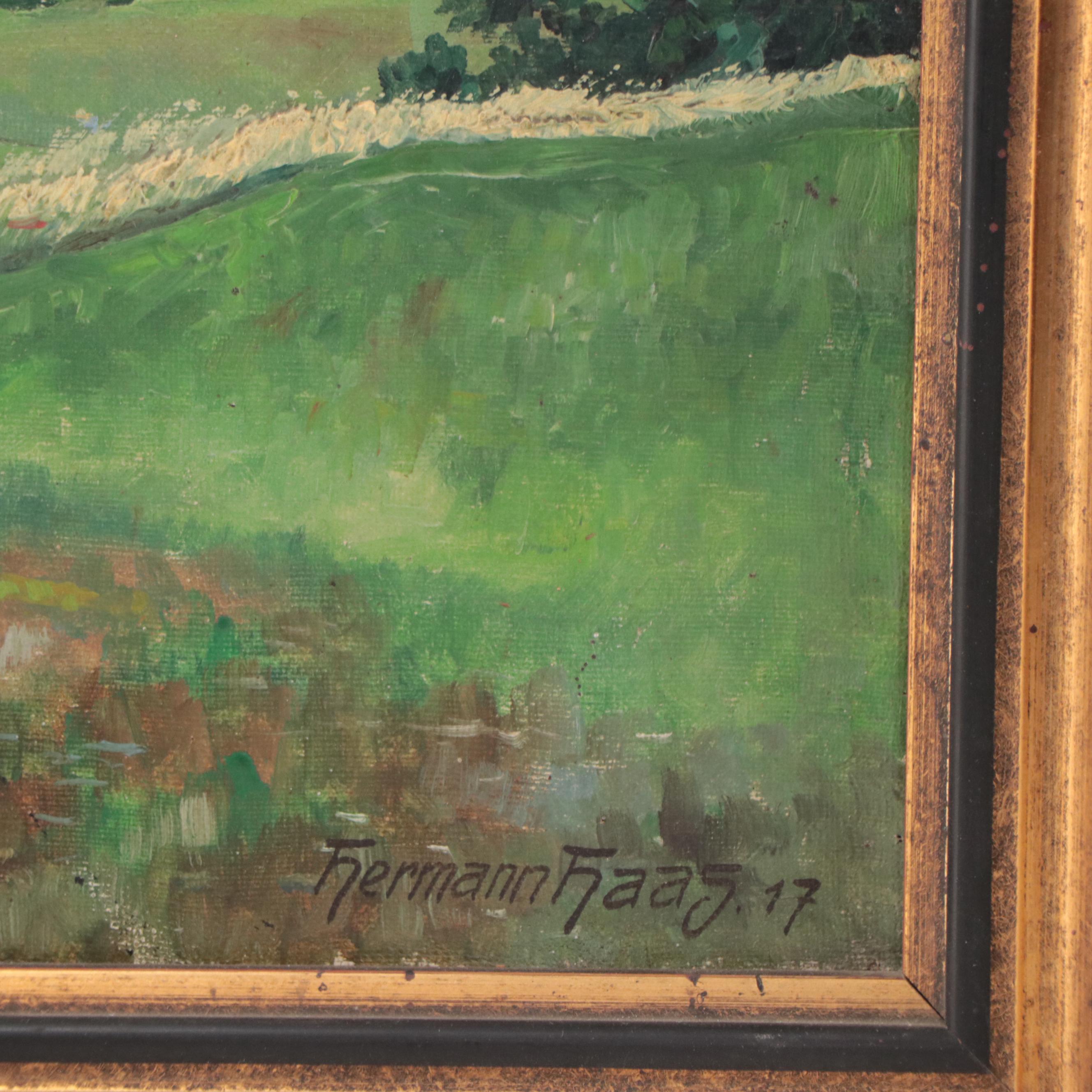 Hermann Haas Oil Painting of Bucolic Landscape, 1917 | EBTH