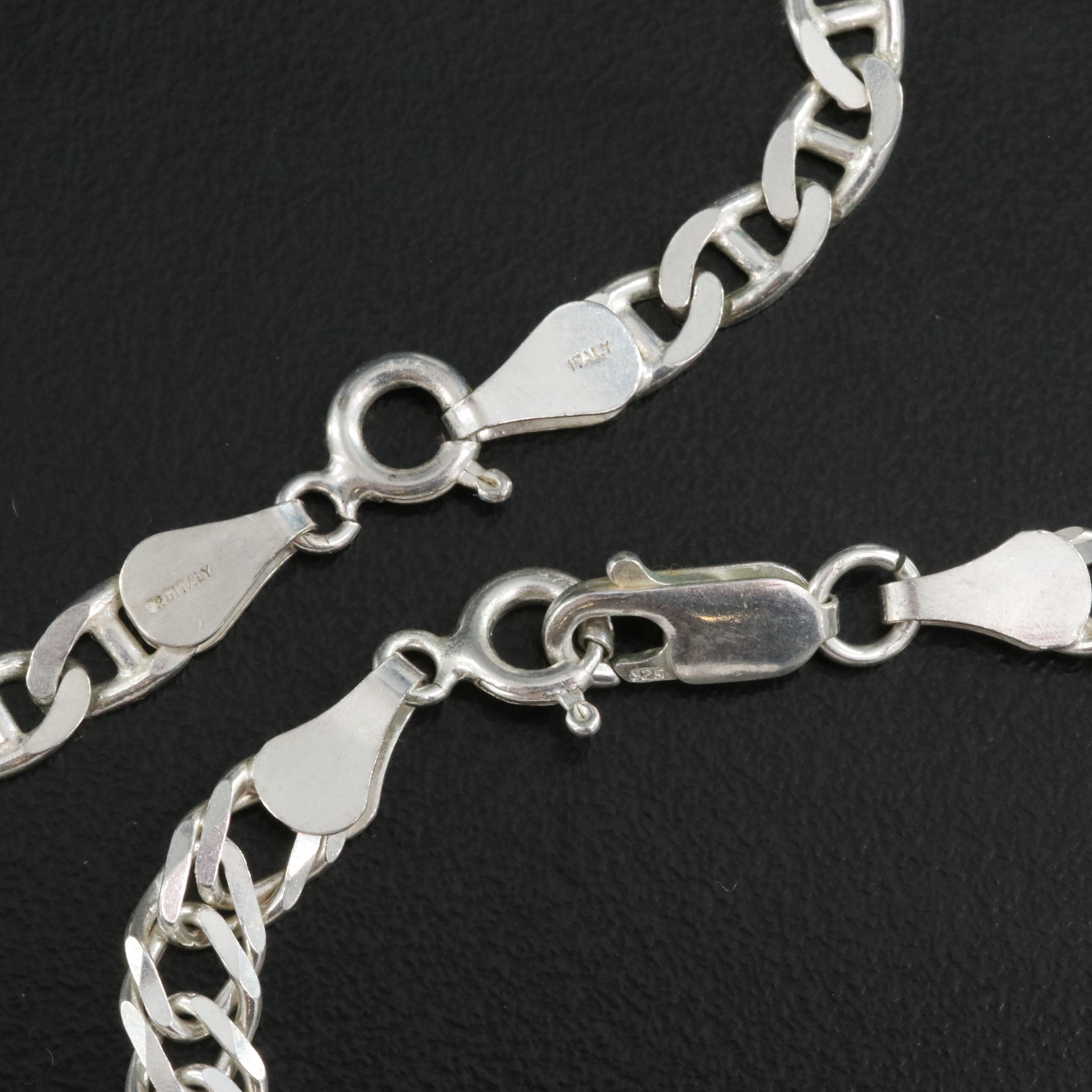 Mexican Sterling Fishbone Necklace Necklace with Sterling Curb Link ...