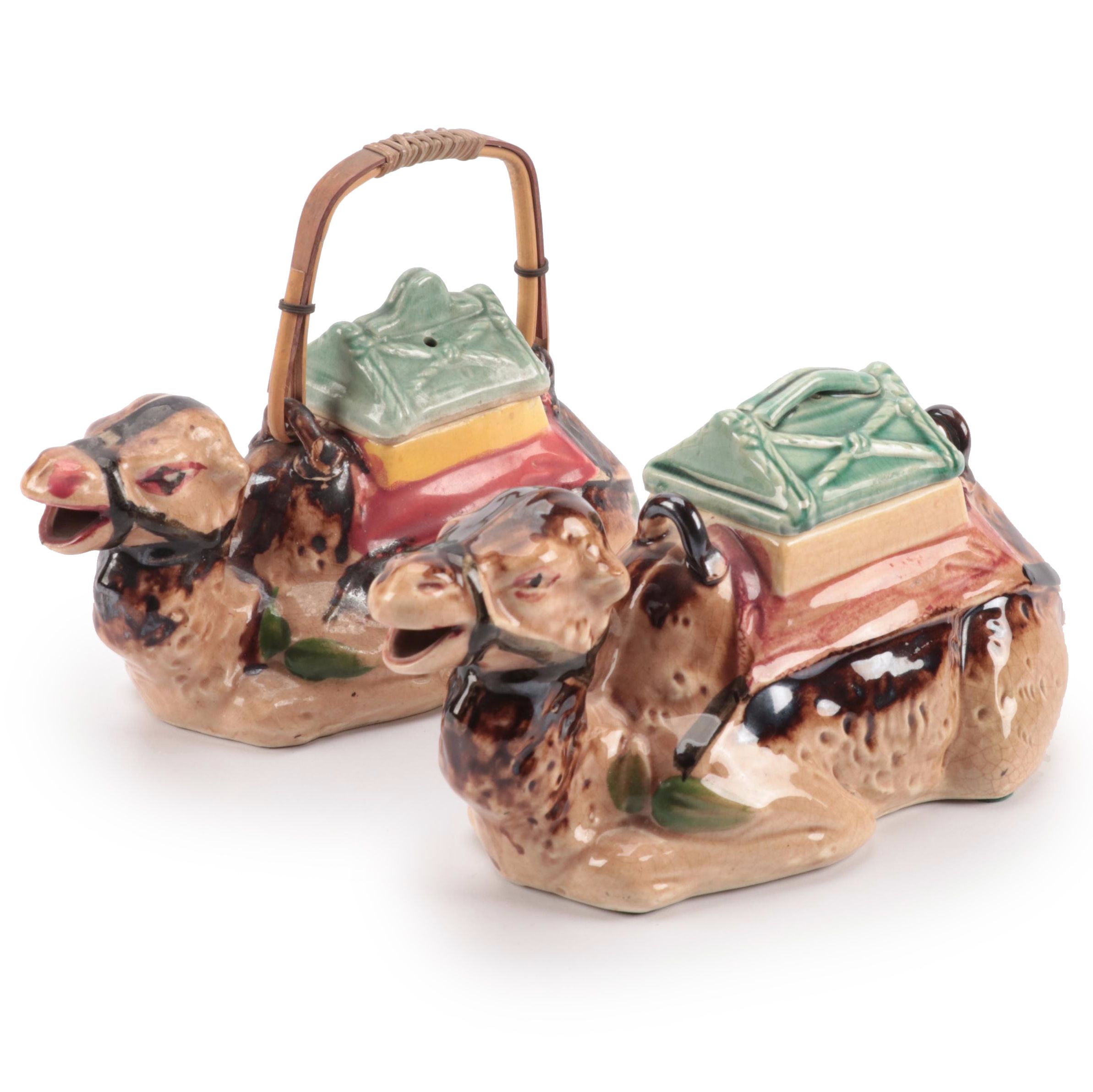 Japanese Majolica Camel Shaped Teapots, Mid-20th Century | EBTH