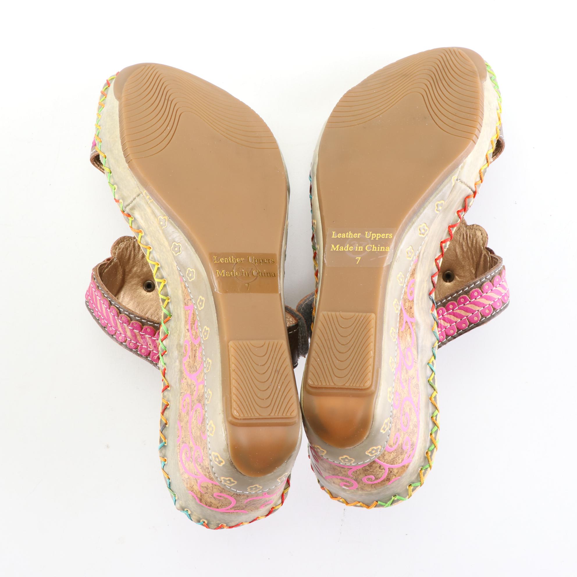 Elite by Corky's Mulitcolor Wedge Sandals in Leather | EBTH