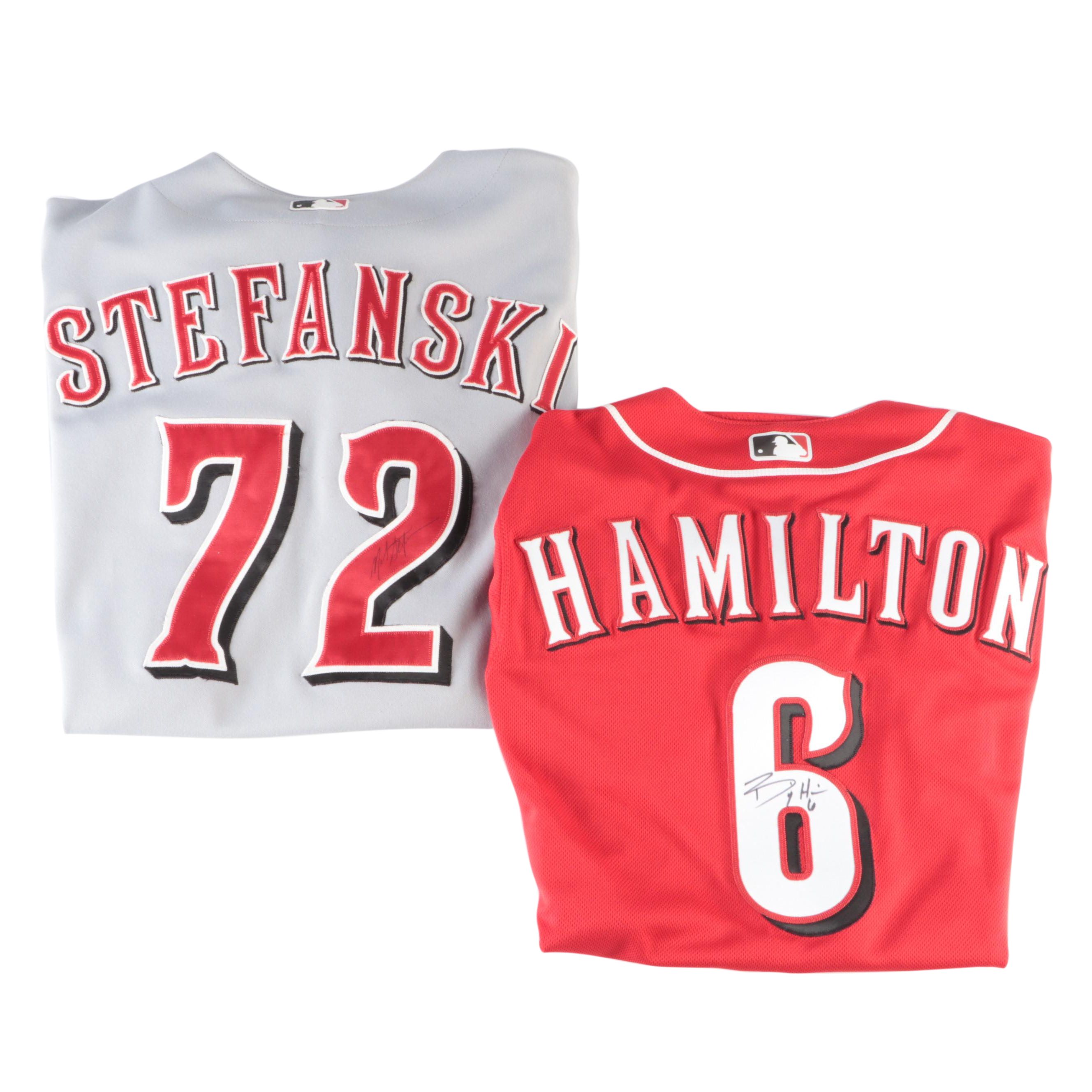 Billy Hamilton and Mike Stefanski Signed Game-Used Cincinnati Reds ...