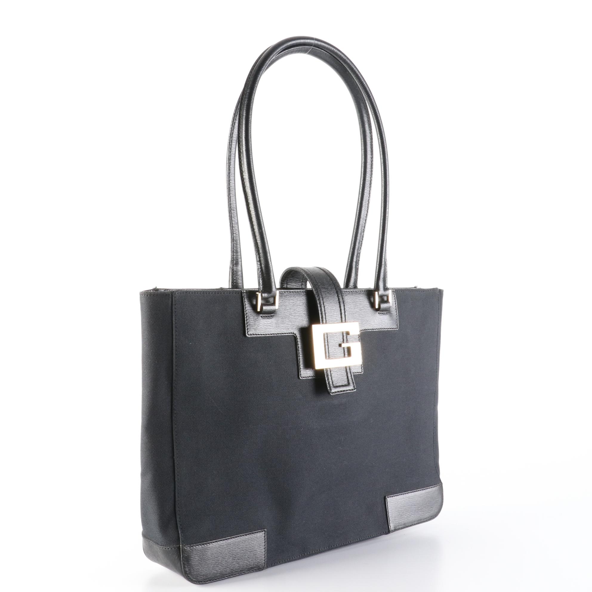 Gucci Square G Tote Bag in Black Canvas and Leather | EBTH