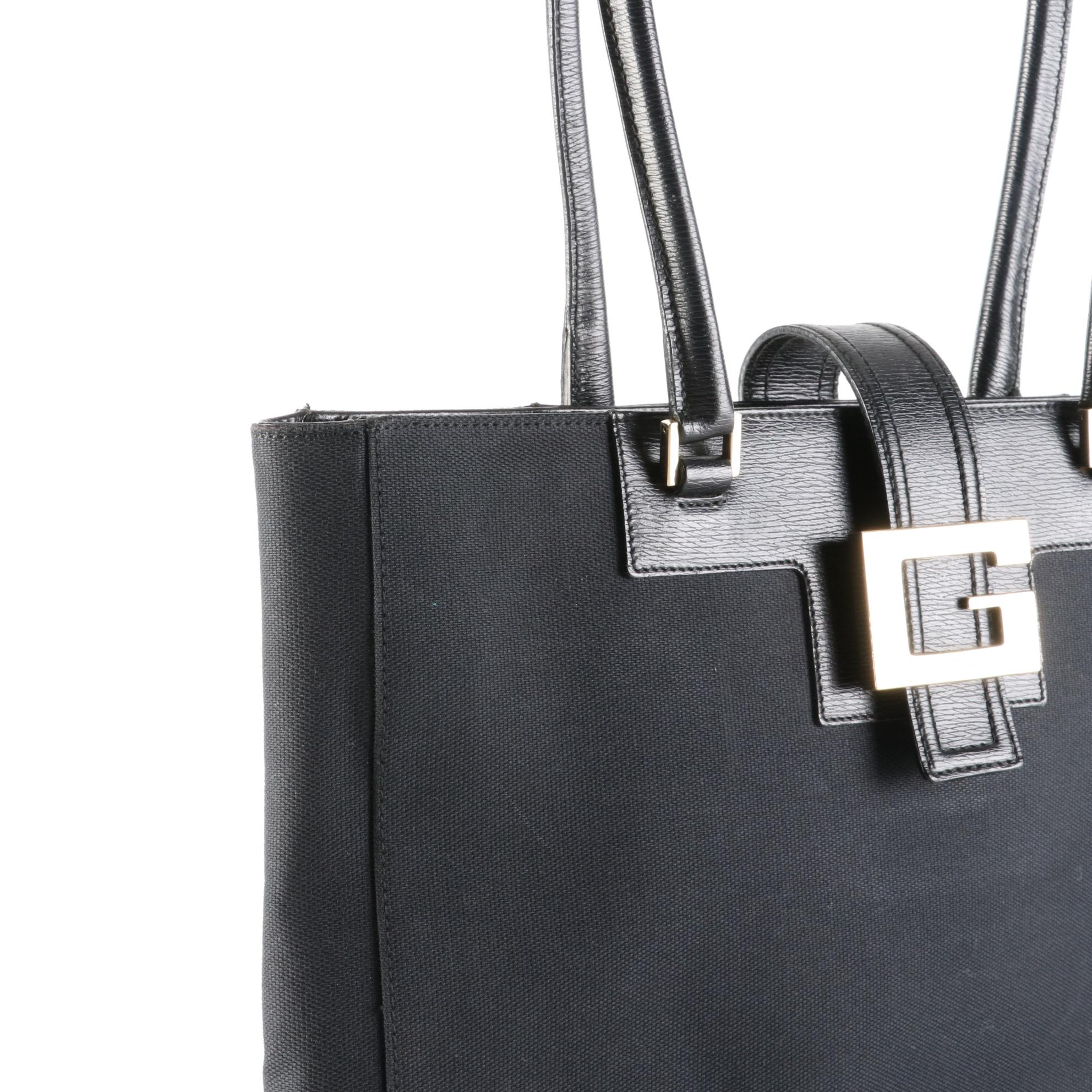 Gucci Square G Tote Bag in Black Canvas and Leather | EBTH