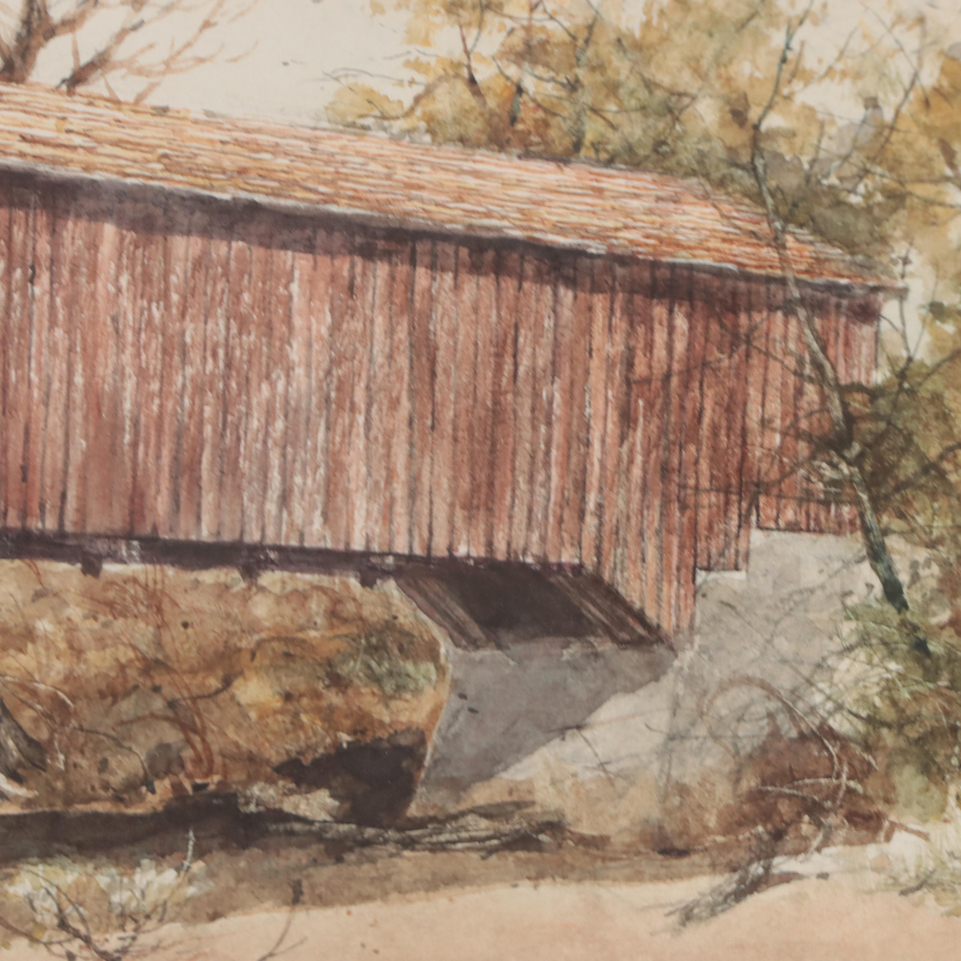 Robert E. Keiser Watercolor Painting of Wood Bridge, 1972 | EBTH