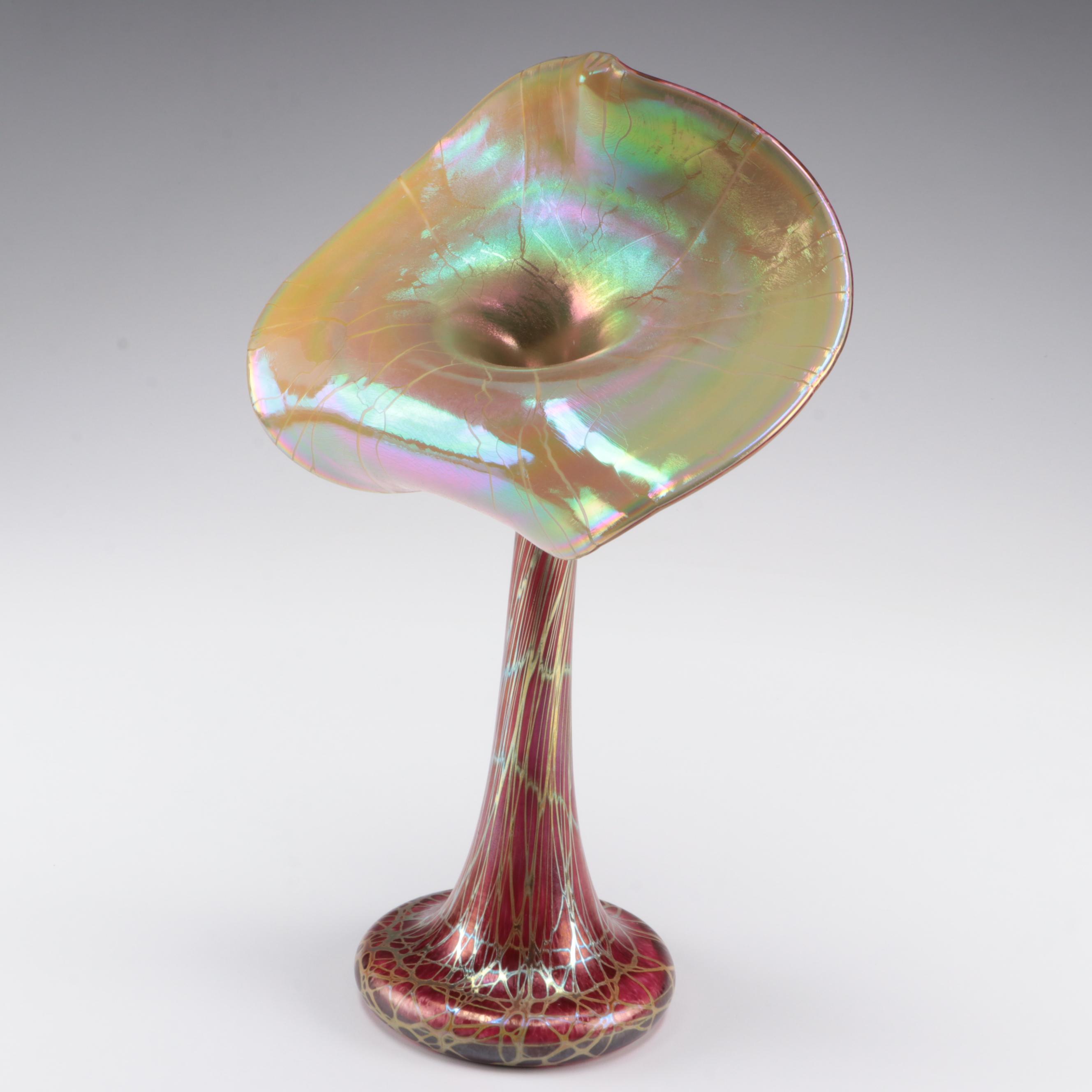 Stuart Abelman Blown Glass Iridescent Jack-in-a-Pulpit Vase, 2002 | EBTH
