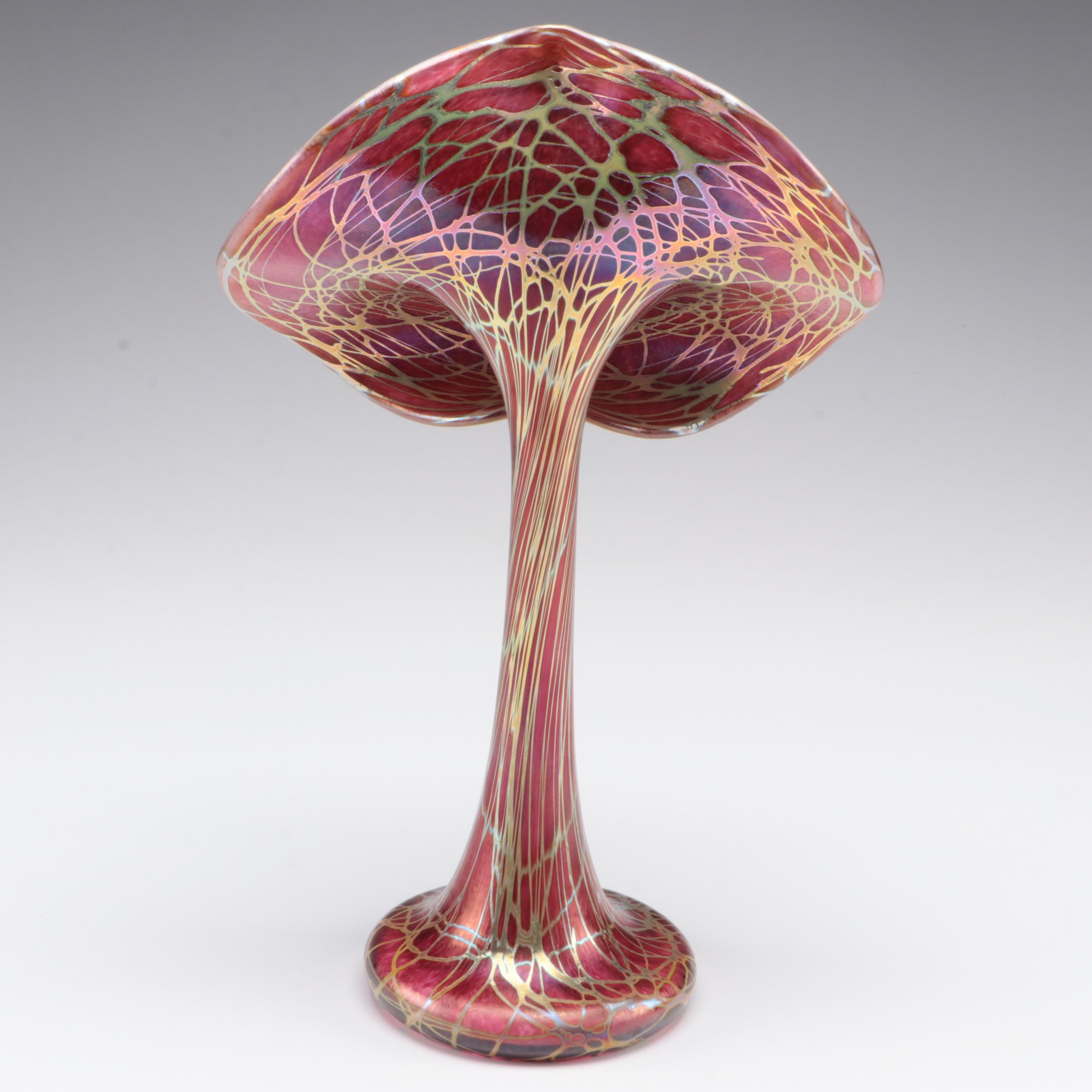 Stuart Abelman Blown Glass Iridescent Jack-in-a-Pulpit Vase, 2002 | EBTH