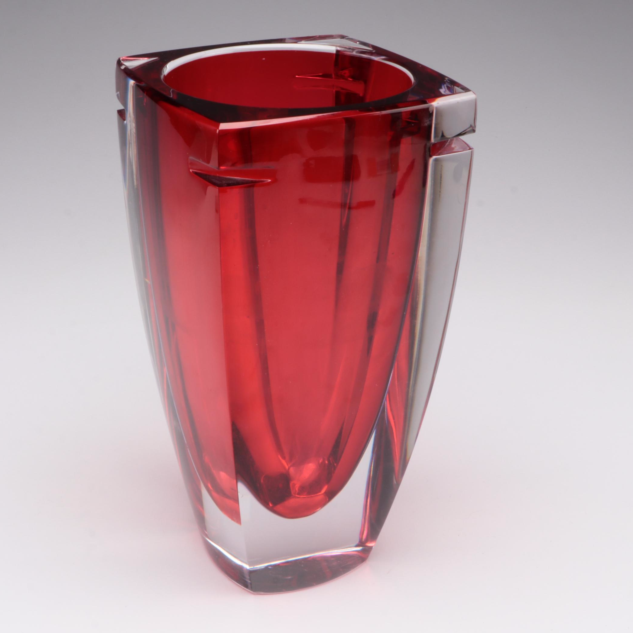 Waterford Crystal "Metra Red" Vase, 2004-2010 | EBTH