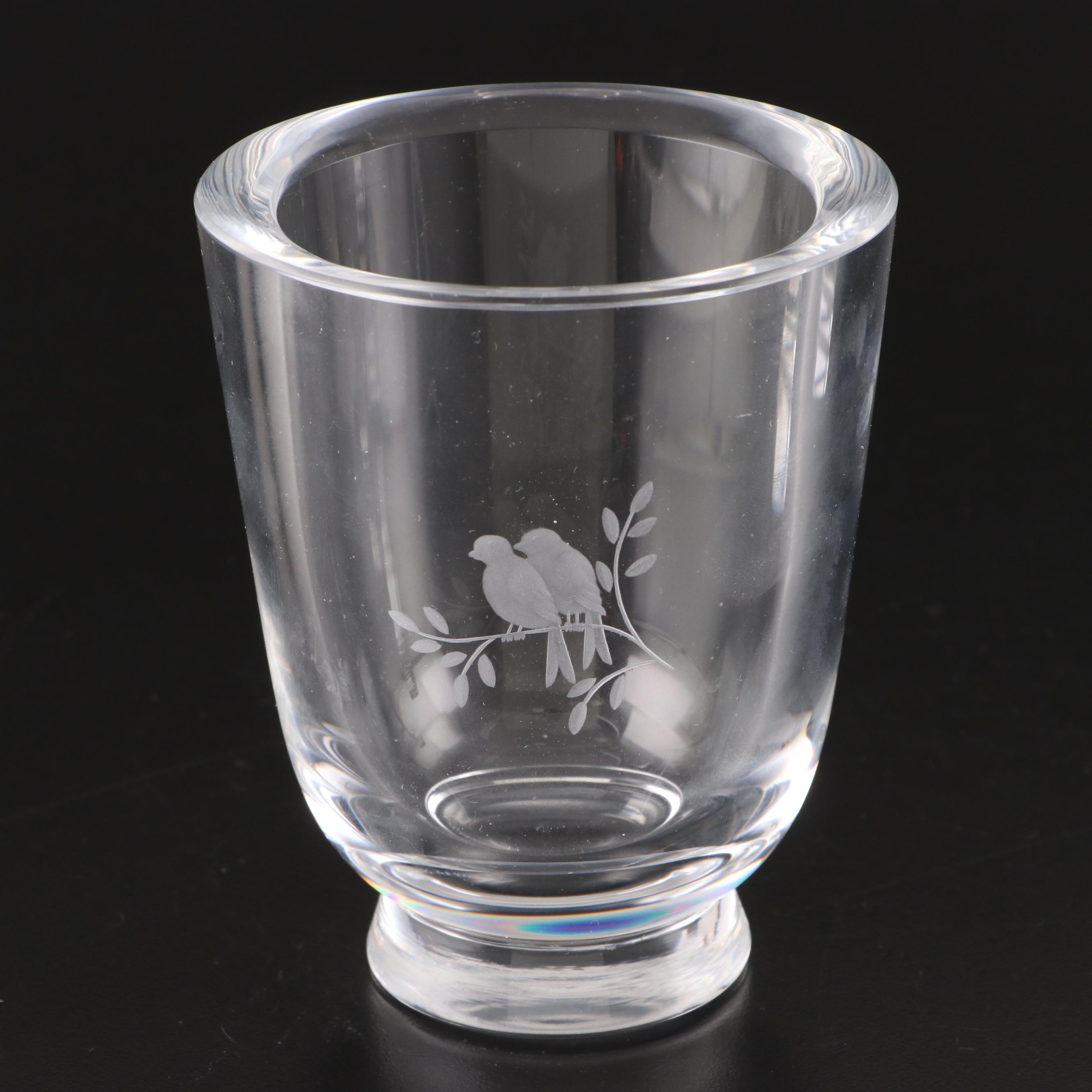 Orrefors Crystal "Love Birds" vase with Waterford Crystal "Carriage ...