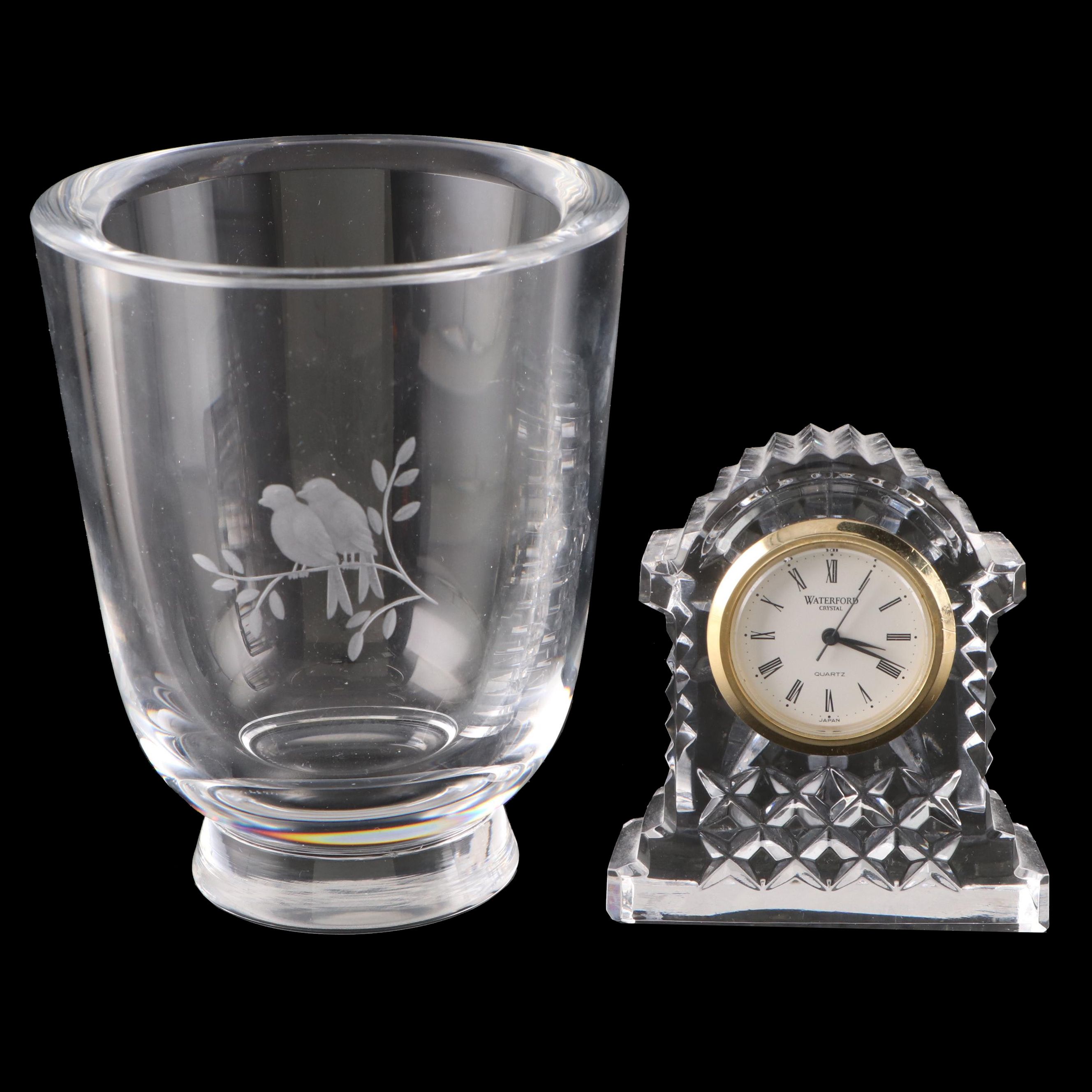 Orrefors Crystal "Love Birds" vase with Waterford Crystal "Carriage ...