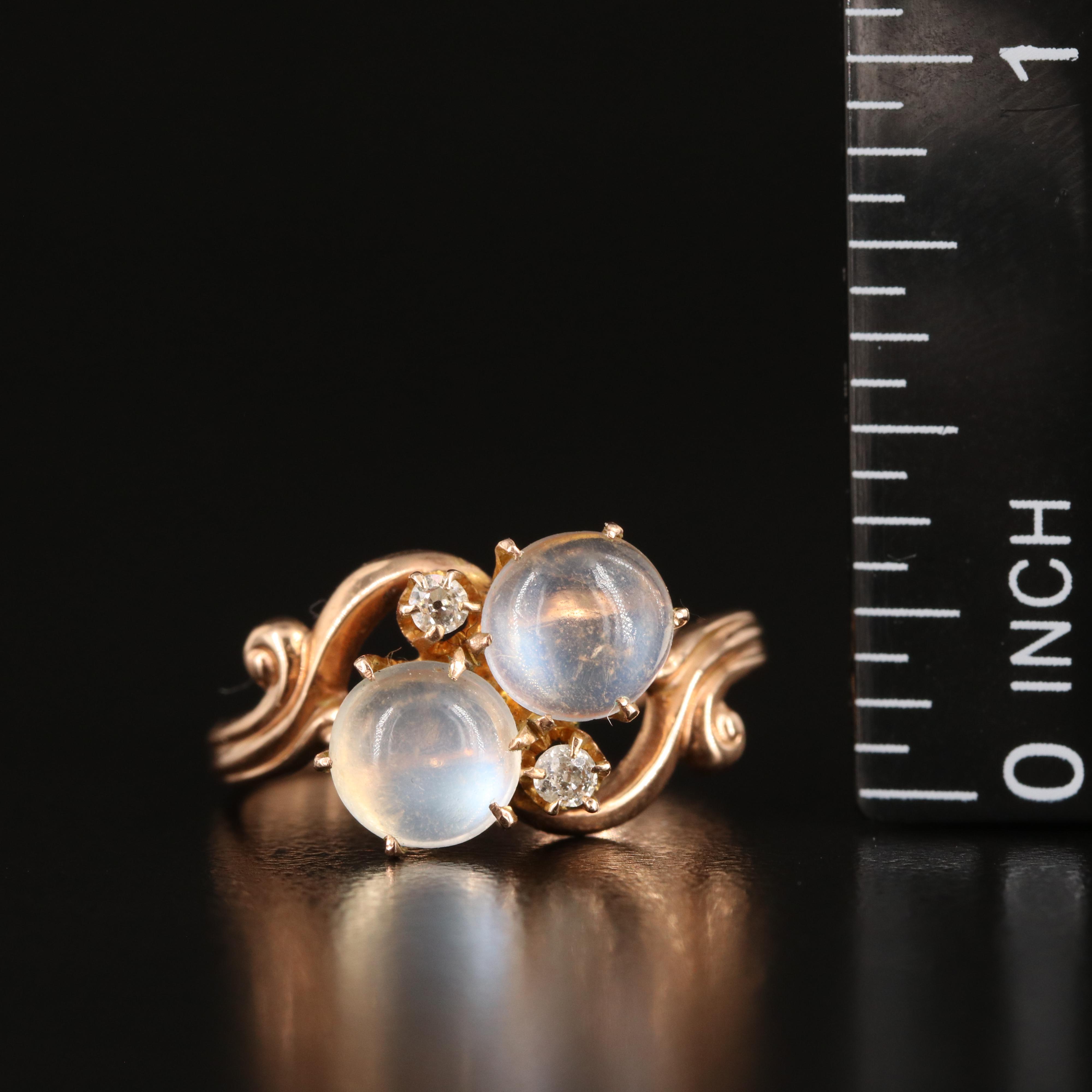 Antique by Grenzebach Charles 10K Moonstone and Diamond Ring | EBTH