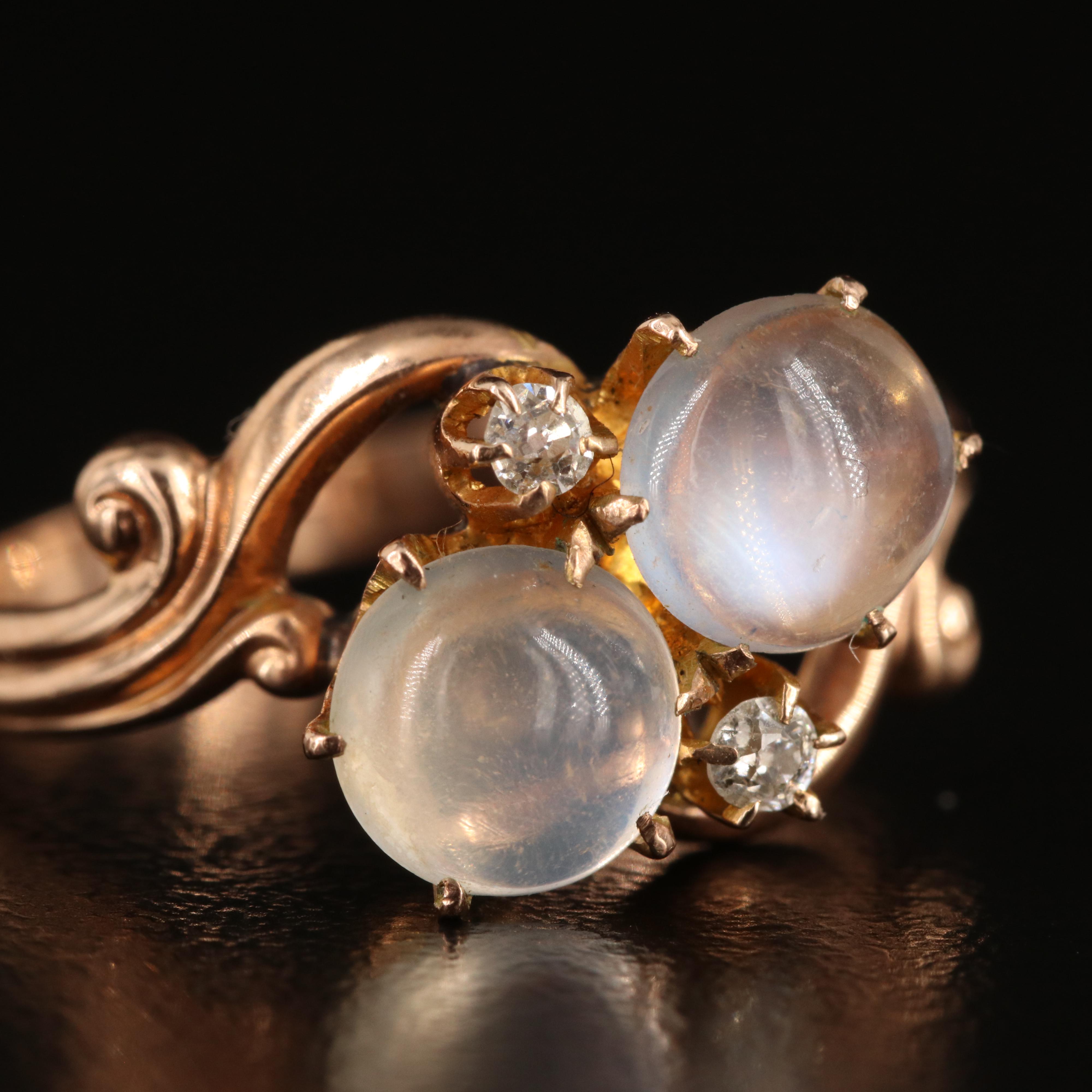Antique by Grenzebach Charles 10K Moonstone and Diamond Ring | EBTH