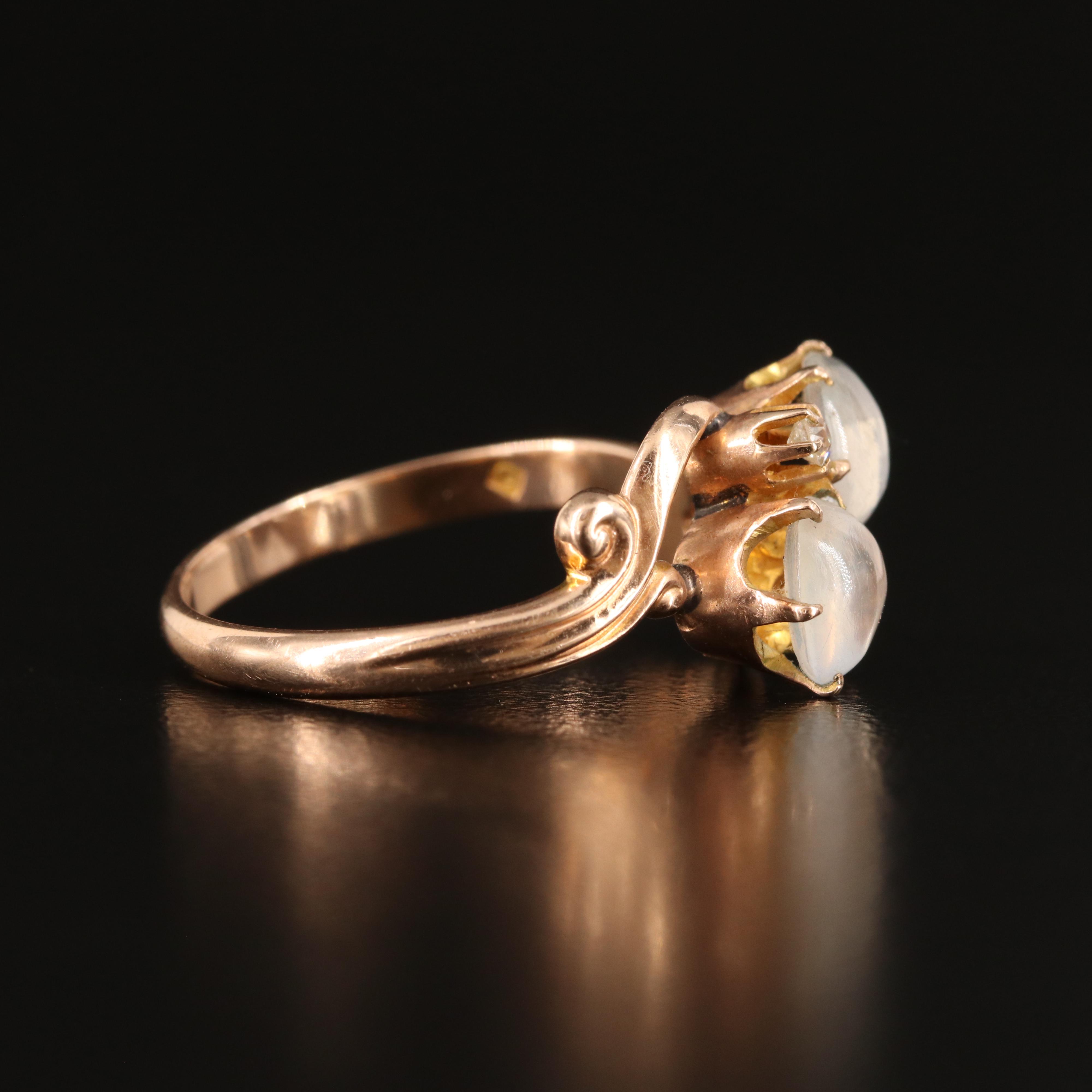 Antique by Grenzebach Charles 10K Moonstone and Diamond Ring | EBTH