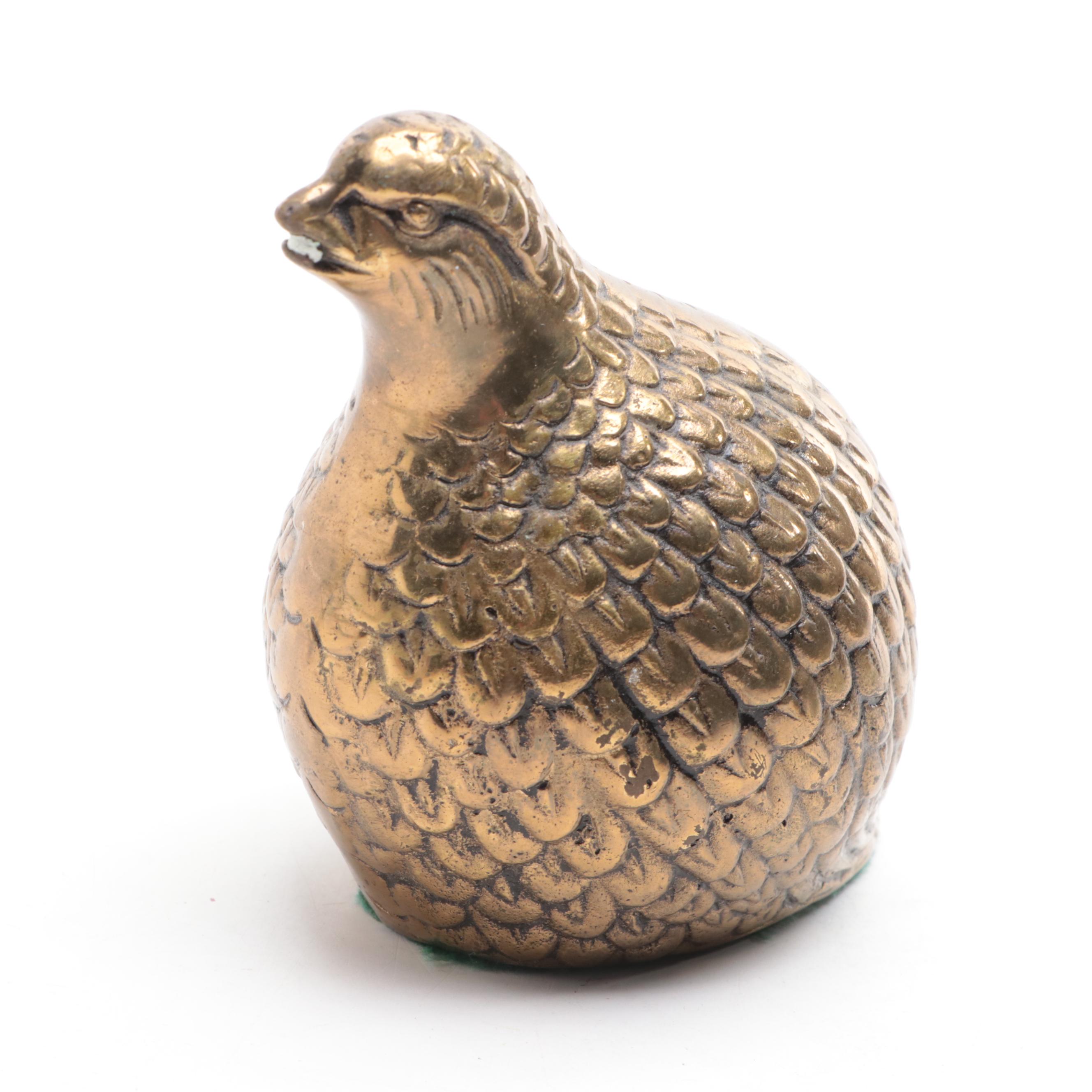 Brass Quail Figurine with Enameled Brass and Micro-Mosiac Boxes | EBTH