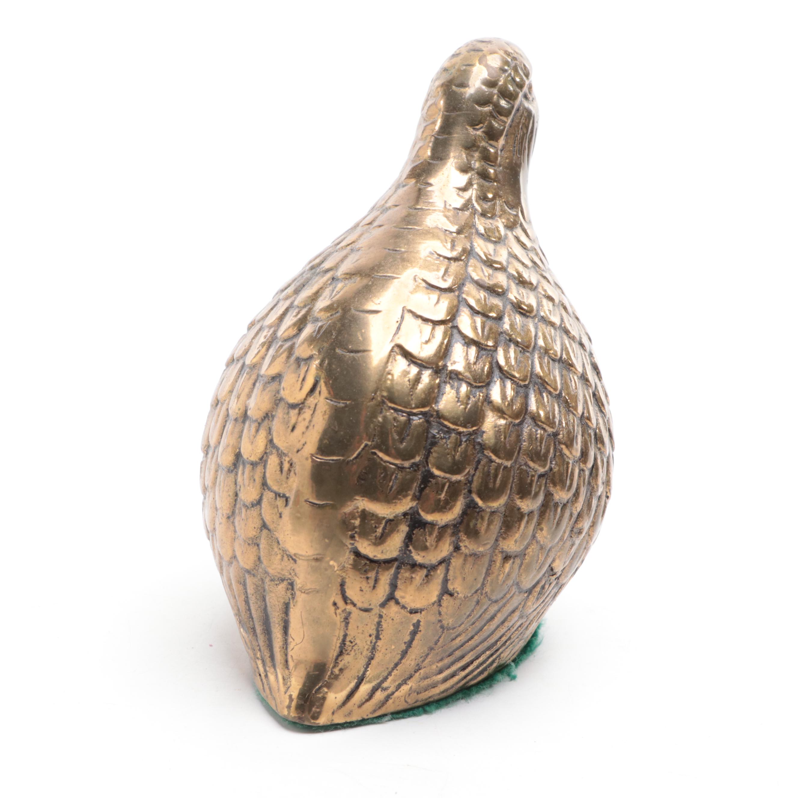 Brass Quail Figurine with Enameled Brass and Micro-Mosiac Boxes | EBTH