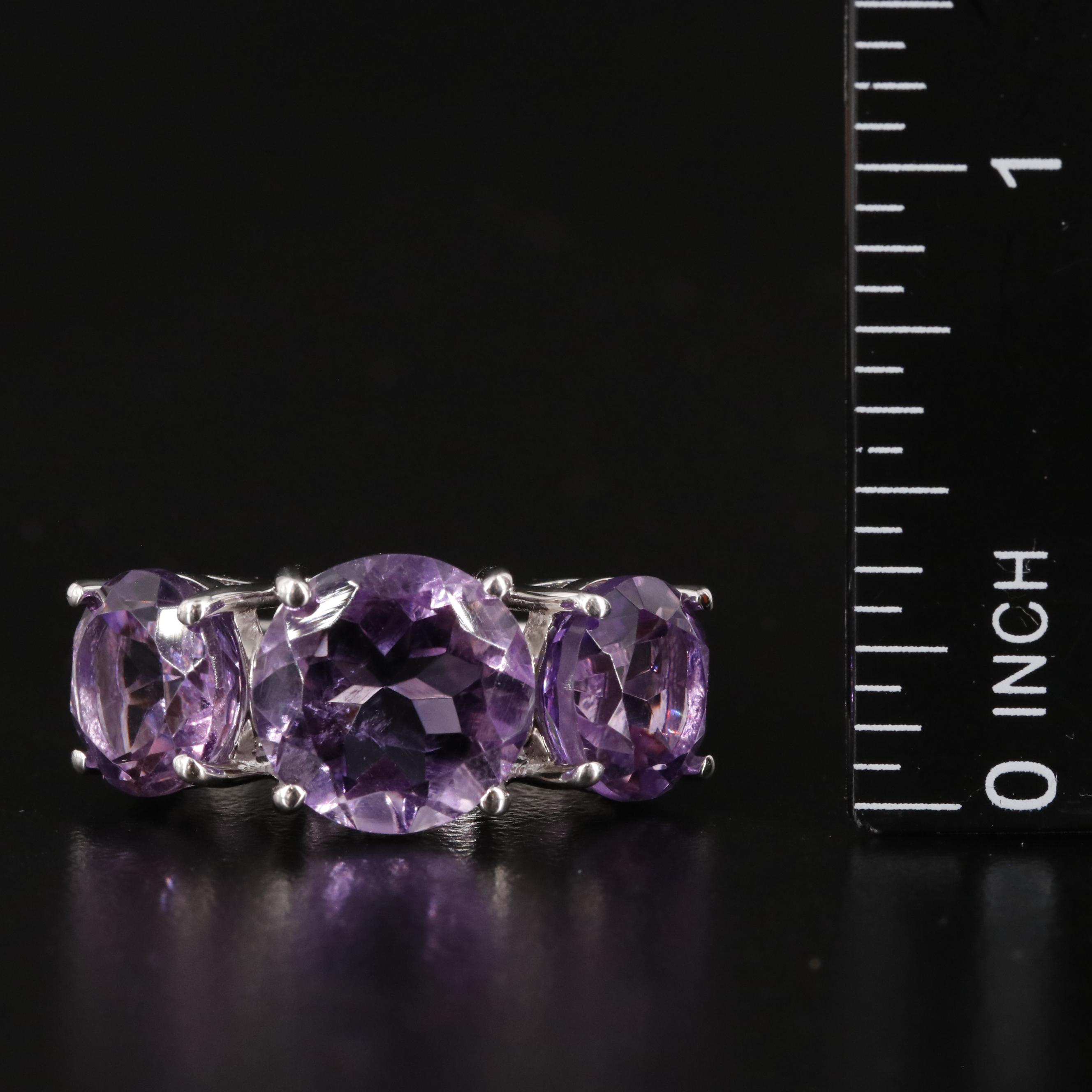 Sterling Three Stone Amethyst Ring | EBTH