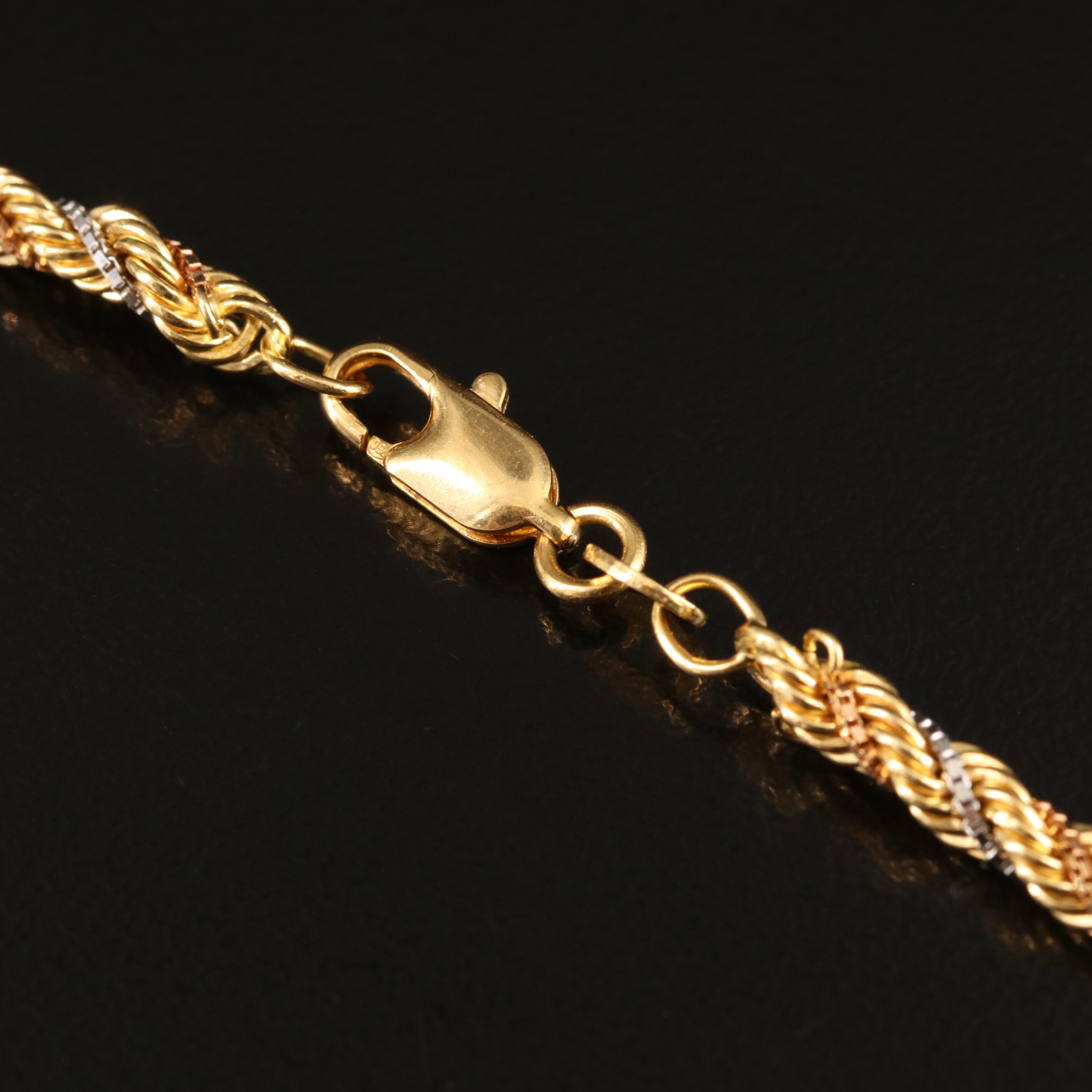18K Tri-Color Rope Chain Necklace | EBTH