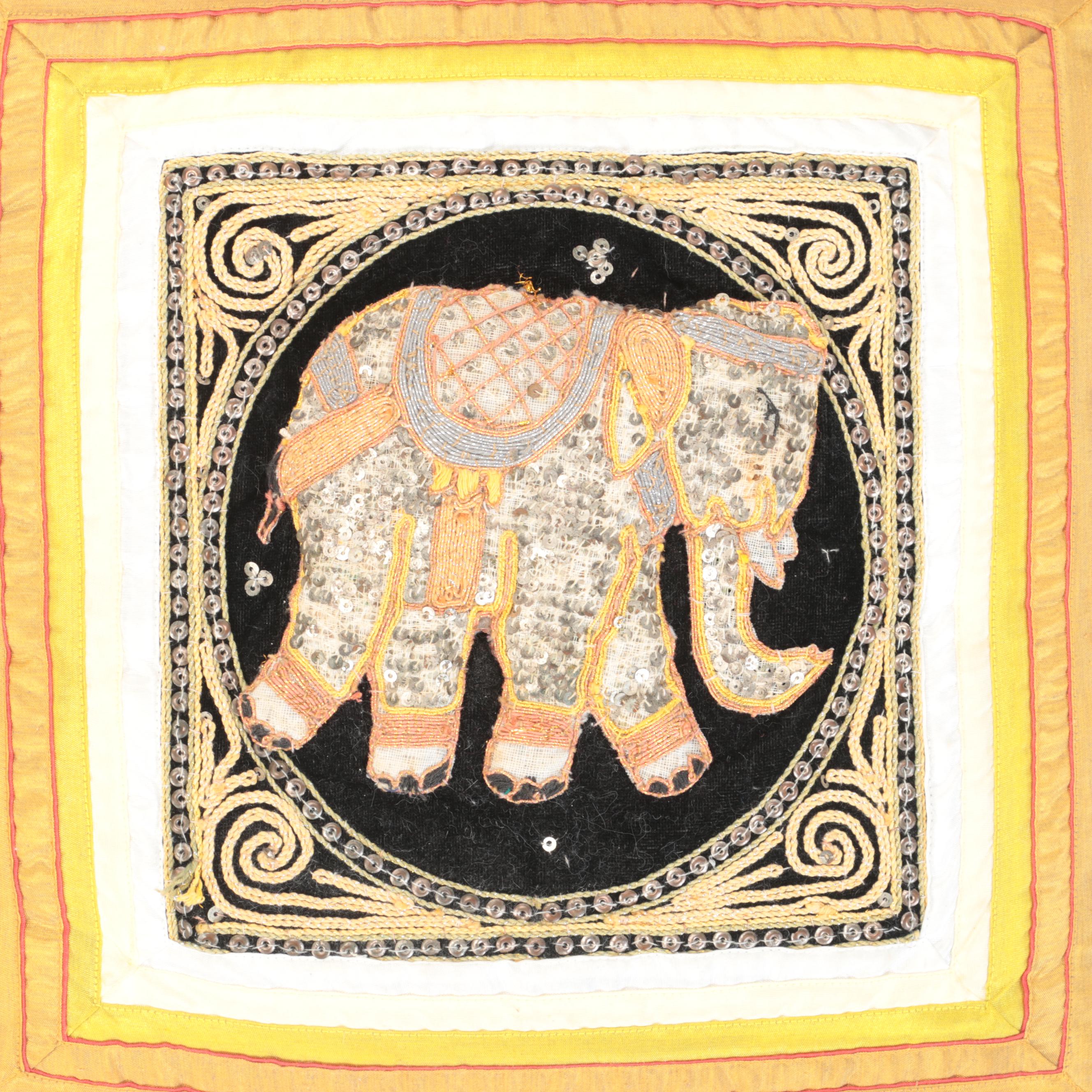 Indian Embroidery and Beaded Elephants with Shisha and Scrappy Quilt ...