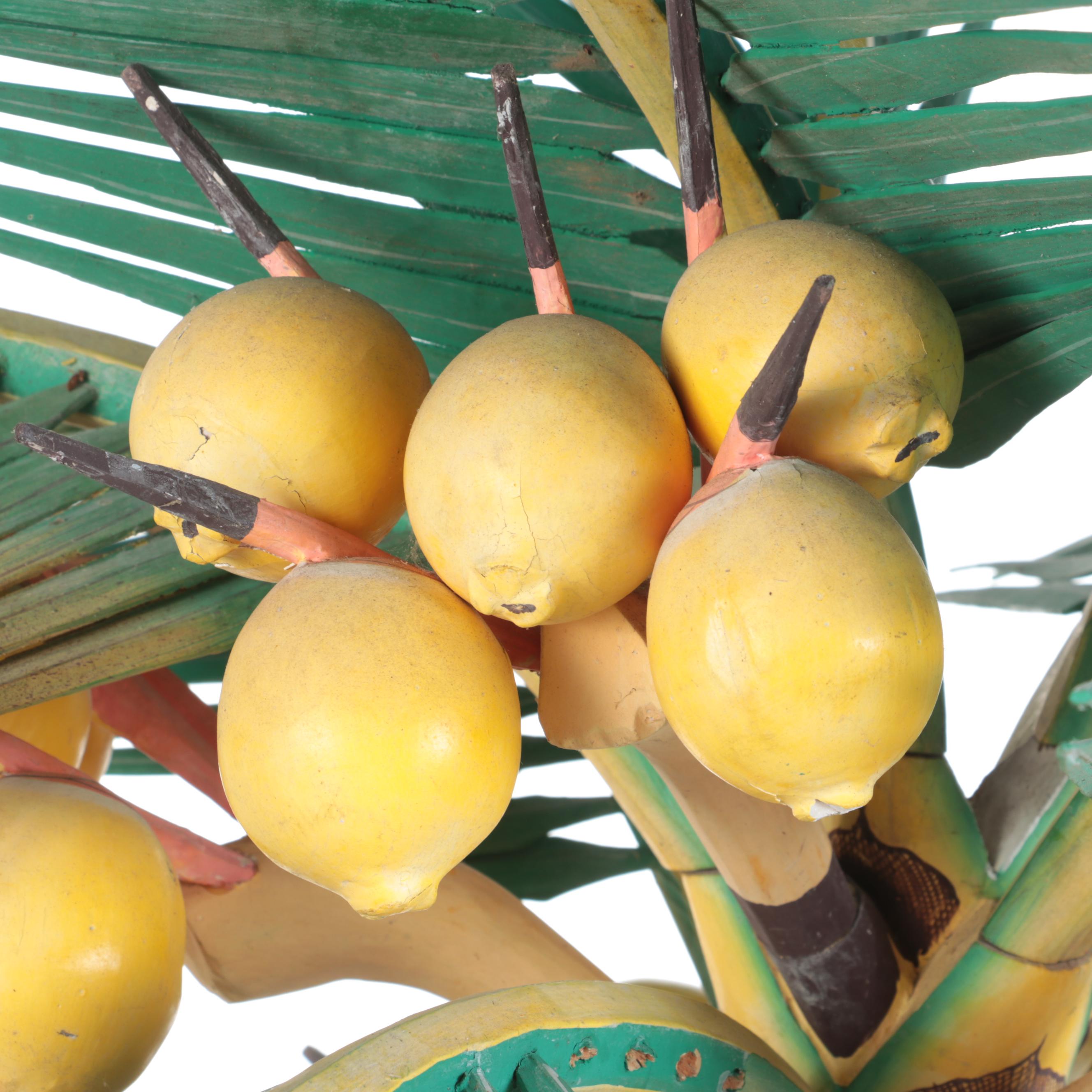 Polychrome Painted Carved Wood Palm Tree | EBTH