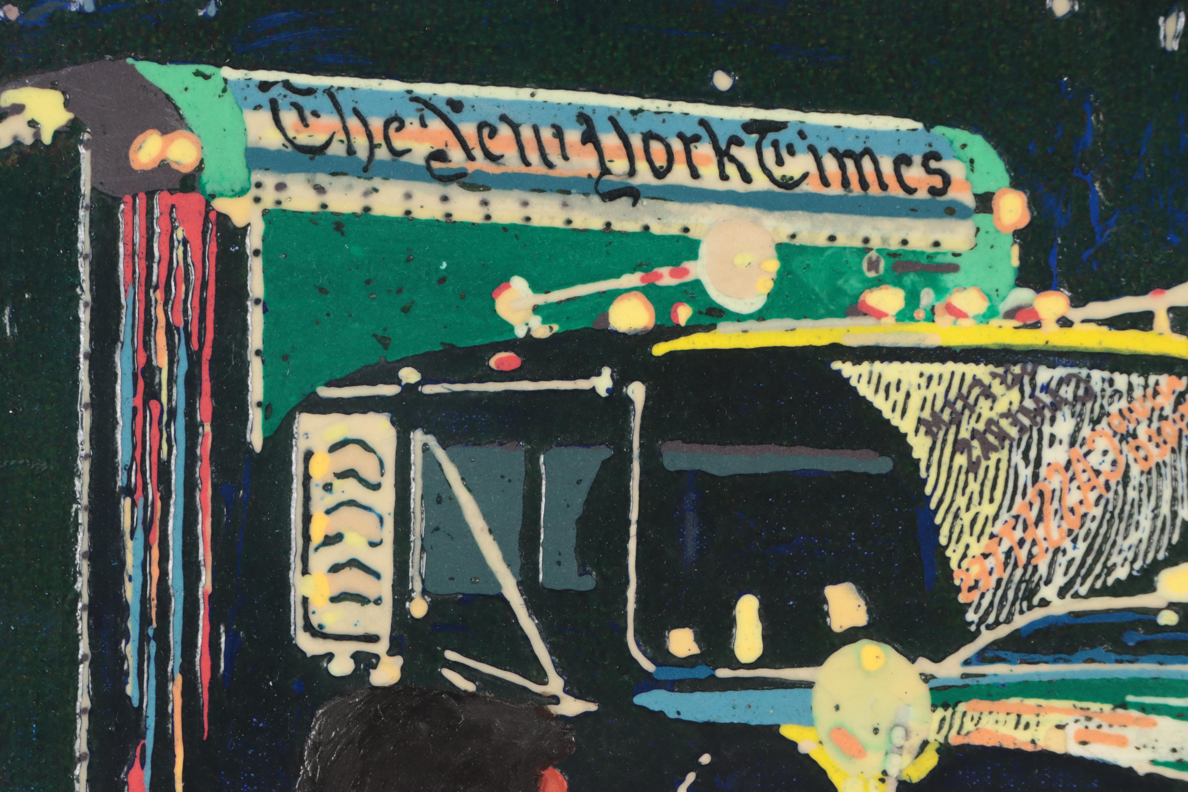 Thomas Bacher Phosphorescent Acrylic Painting "The New York Times ...