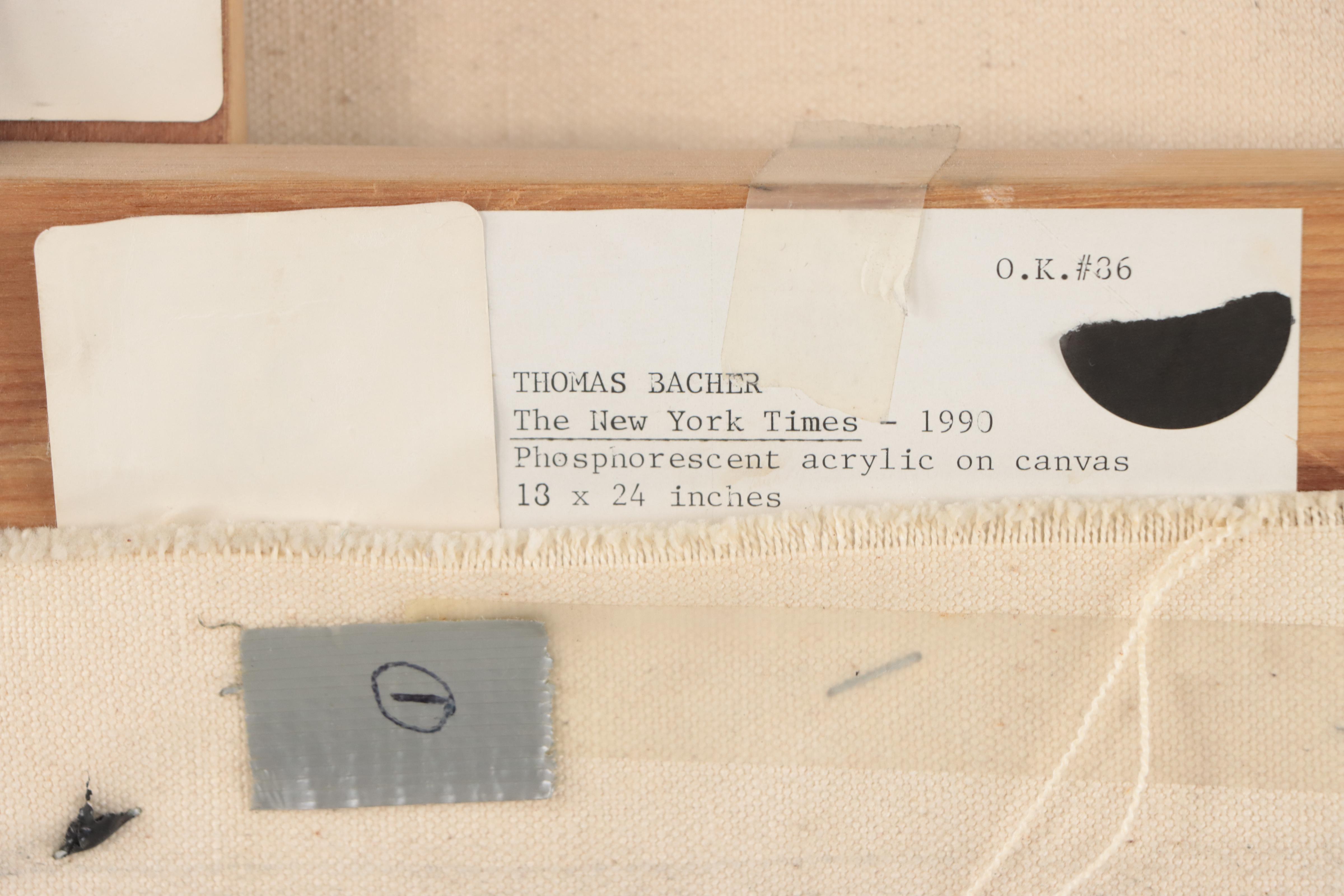 Thomas Bacher Phosphorescent Acrylic Painting "The New York Times ...