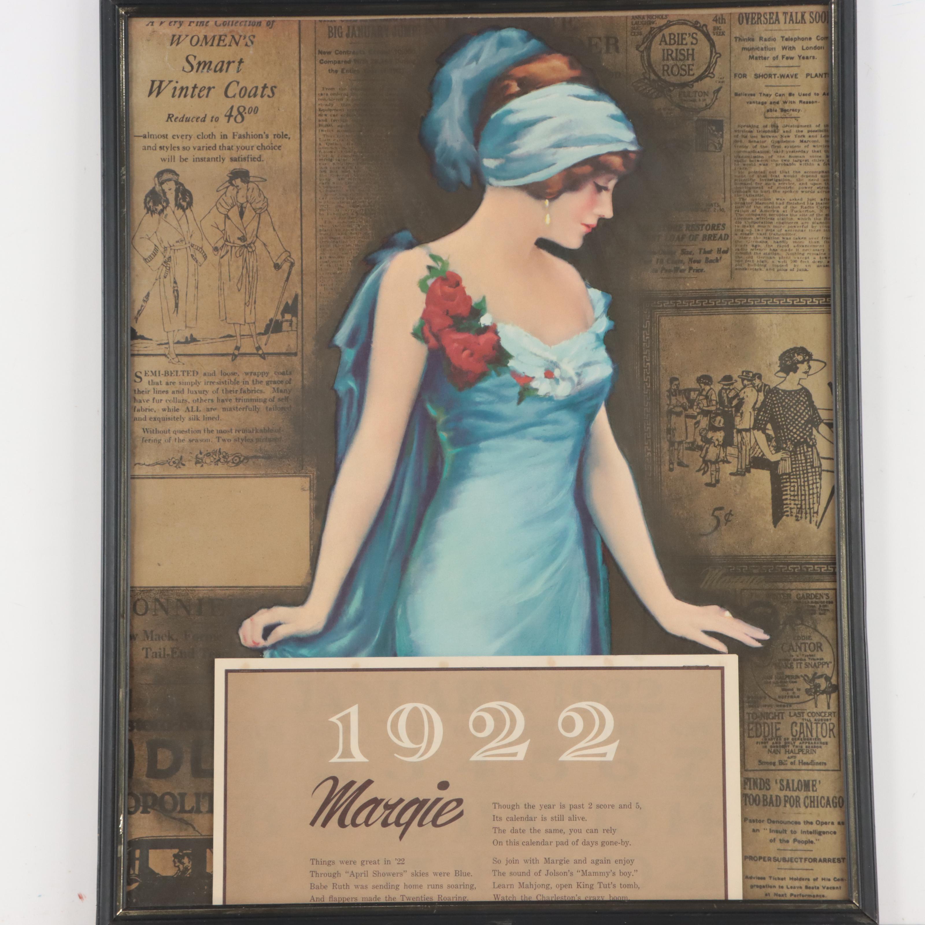 Offset Lithograph Advertising Calendar "Margie," 1922 | EBTH