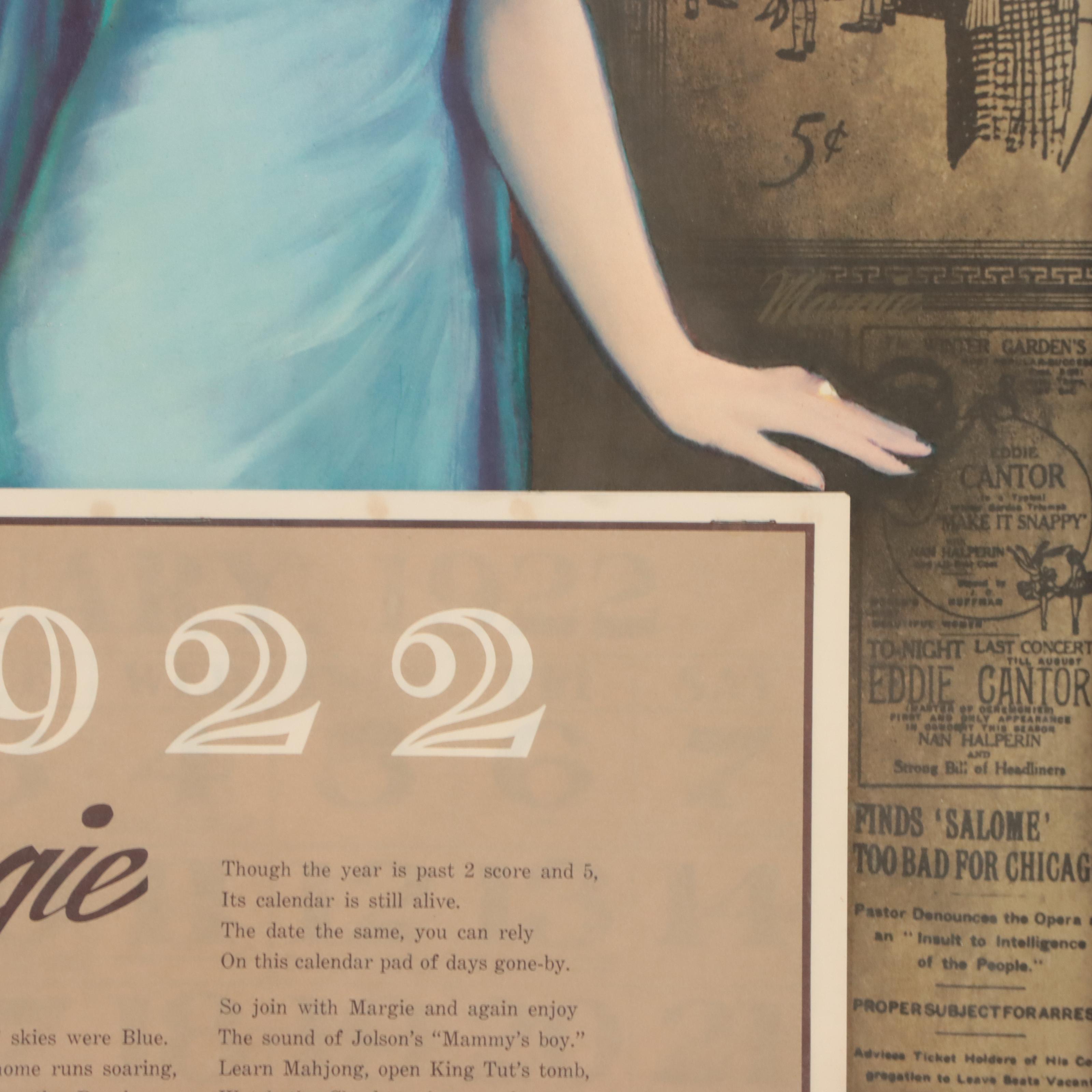 Offset Lithograph Advertising Calendar "Margie," 1922 | EBTH