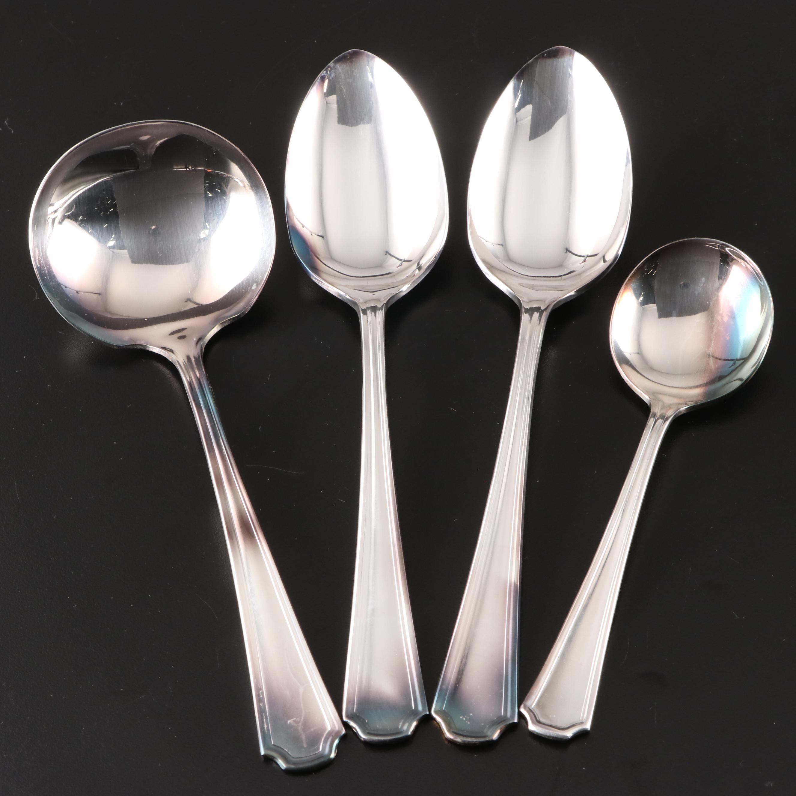 Oneida "Seneca" Silver Plate Flatware with Naken Wood Silverware Chest ...