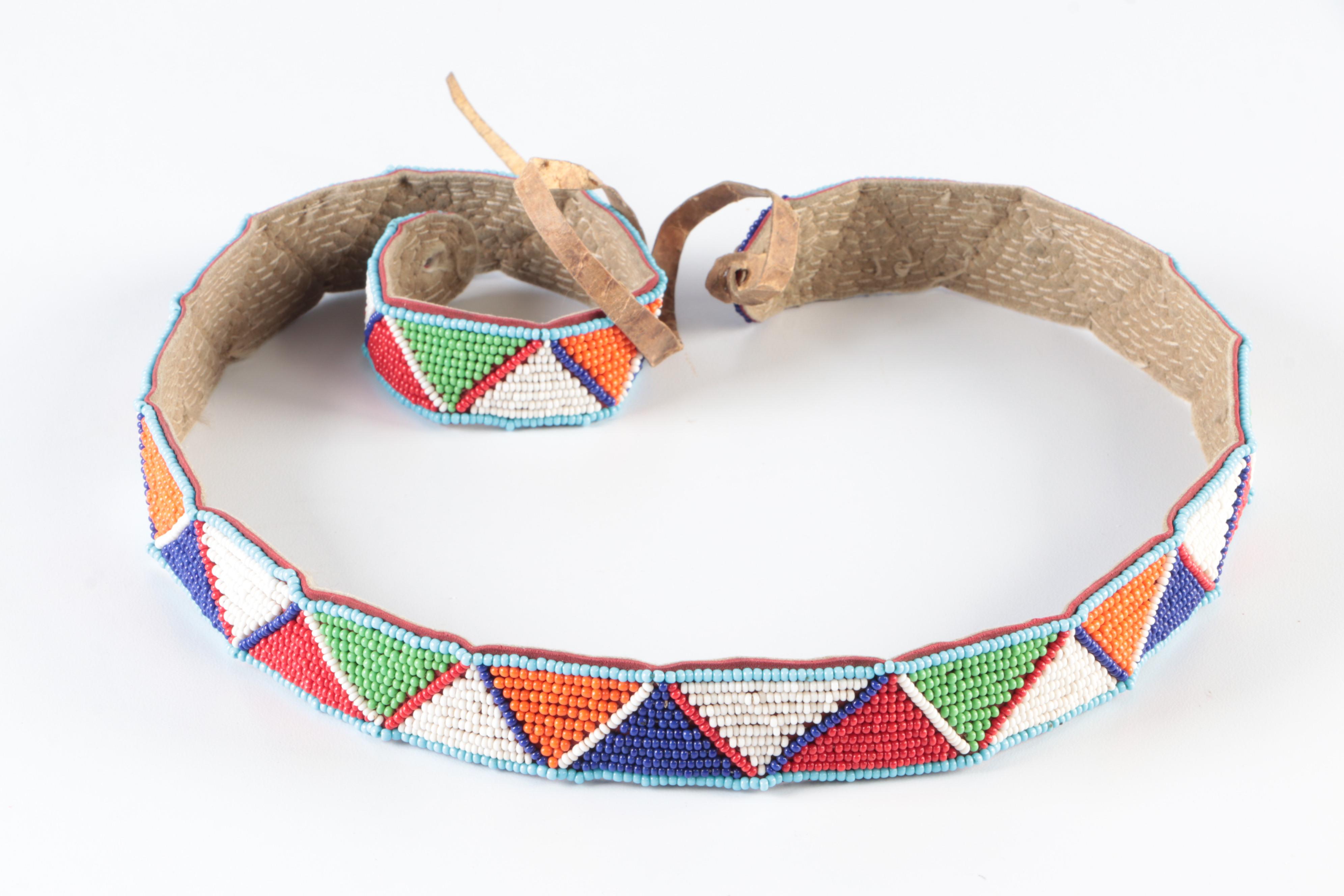 Handmade Native American Style Beaded Belt With Beaded Sampler | EBTH