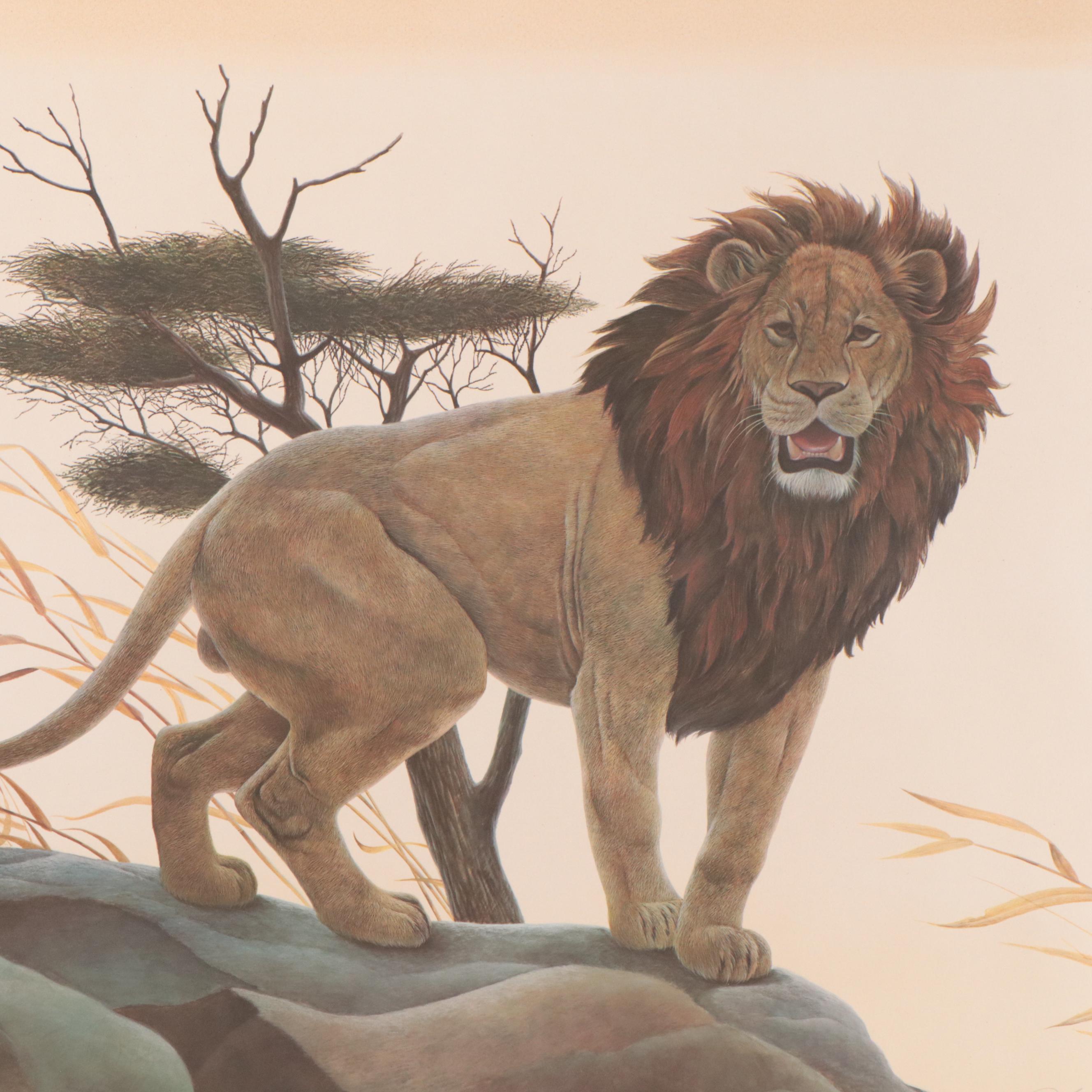 John Ruthven Offset Lithograph "Black Maned Lion," 1973 | EBTH