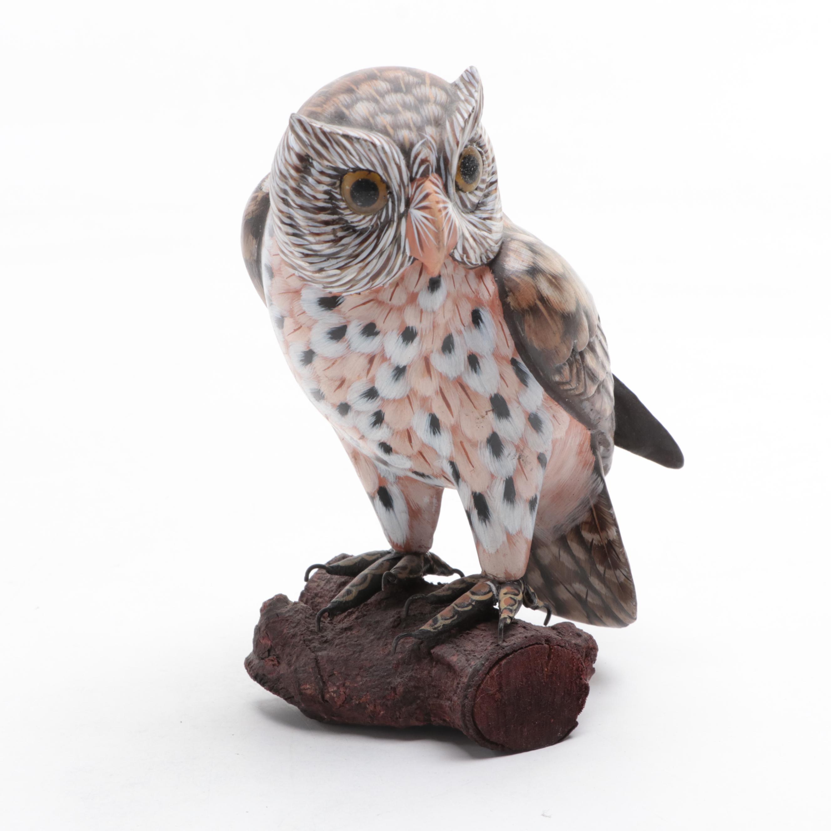 Hand-Carved and Painted Wooden Owl Figurines | EBTH